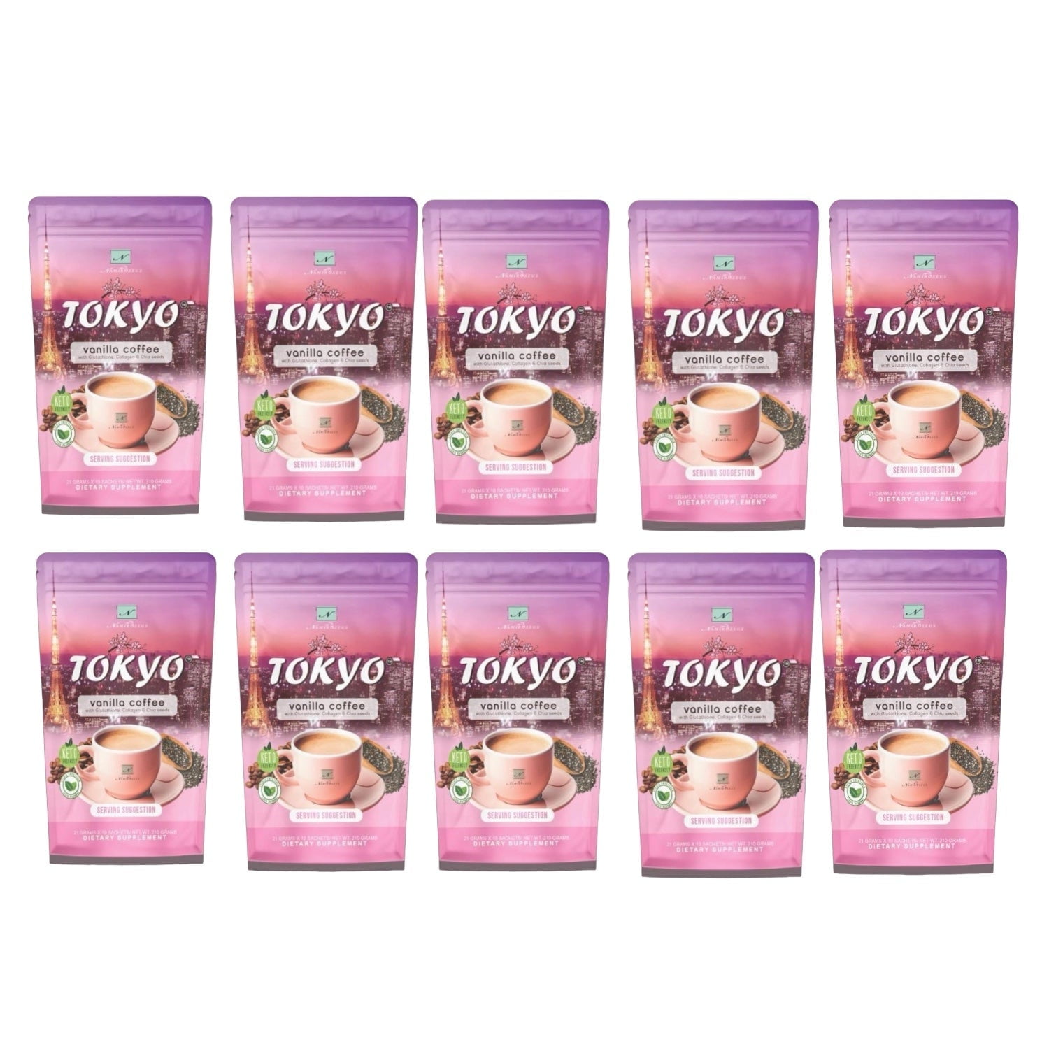 10 Boxes Namiroseus TOKYO Vanilla Coffee with Glutathione, Collagen ...