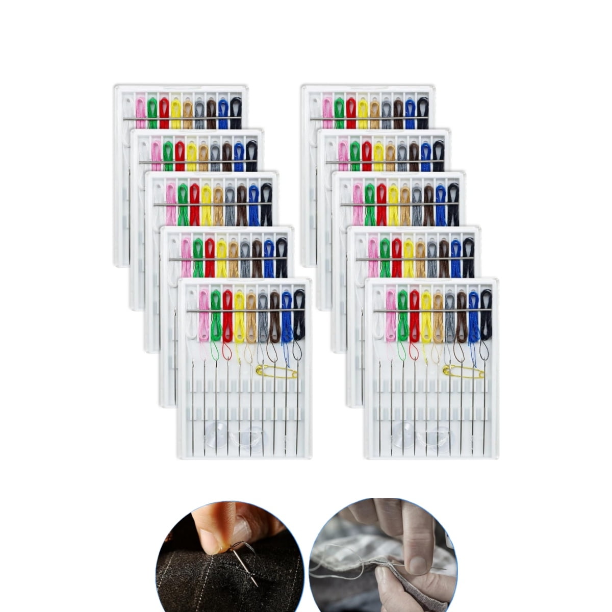 10 Boxes Quick Fix Sewing Kit,QZS Pre-Threaded Needles and Thread Box ...