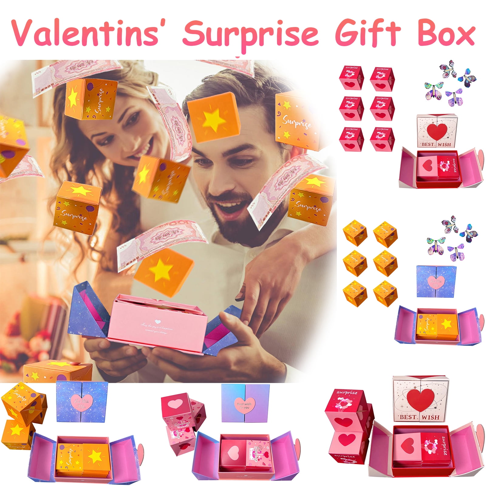 10 Boxes Romantic Surprise Explosion Gift Box and Red Packet Details ...