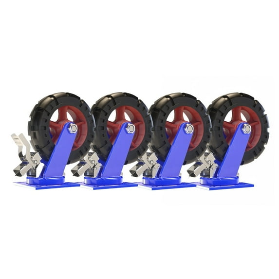 10" Brake Caster Wheels, 4 Set Heavy Duty Locking Swivel Wheels for ...