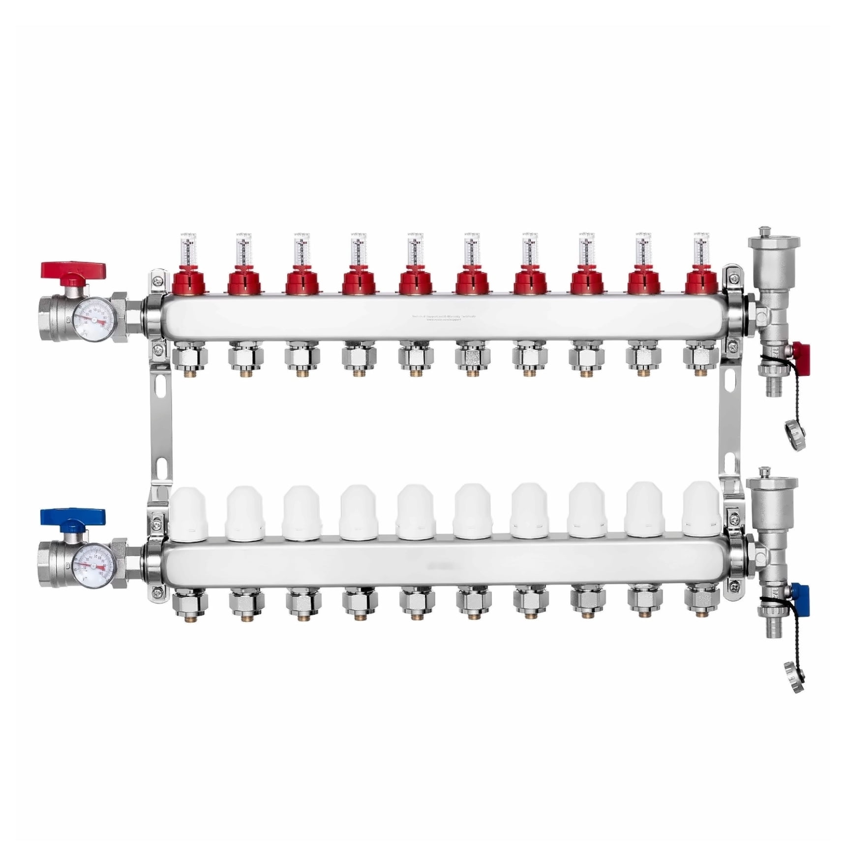 10-Branch PEX Manifold, Radiant Floor Heating Manifold, 1/2" PEX ...