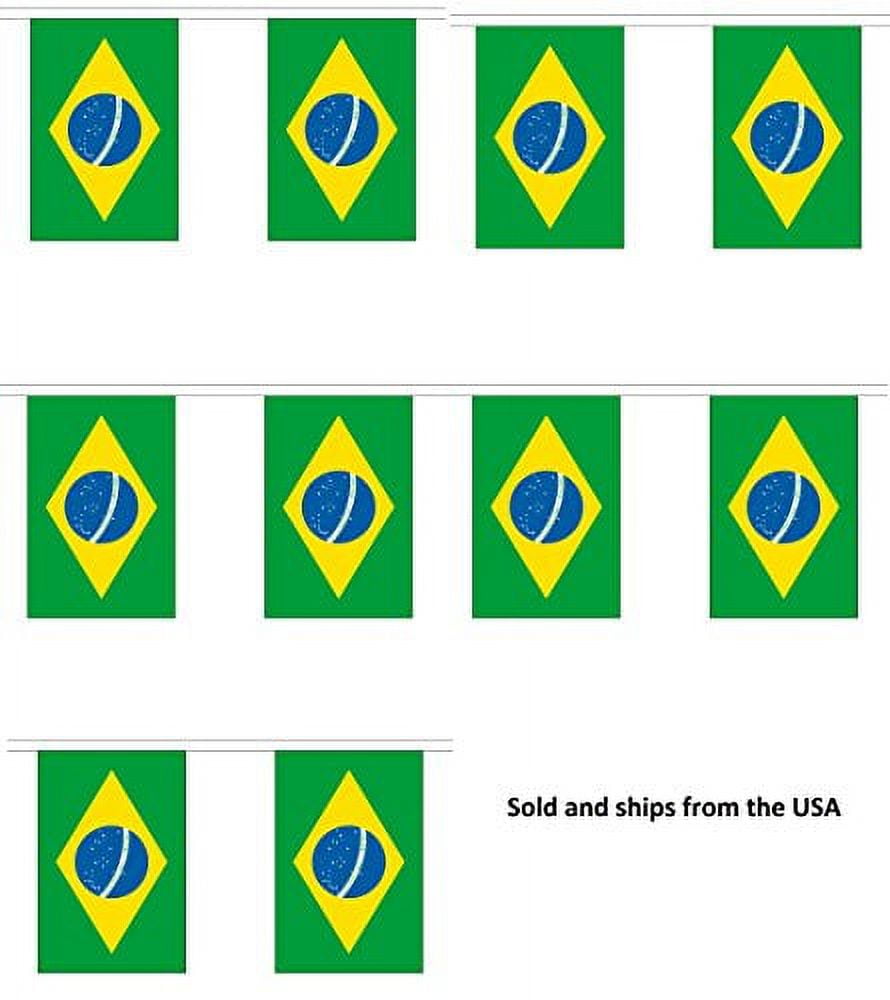 10' Brazil String Flag Party Bunting Has 10 Brazilian 6"x9" Polyester ...