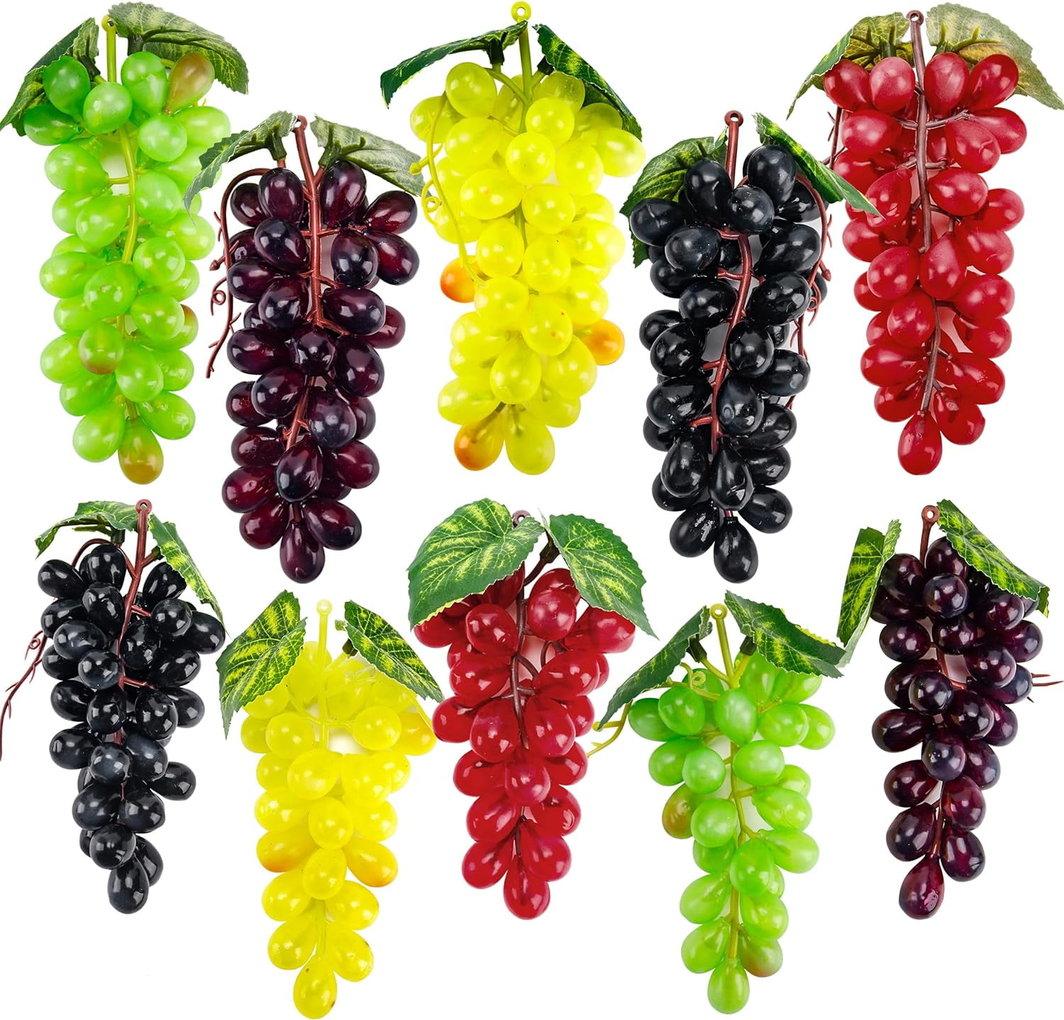 10 Bunches Artificial Grapes, Simulation Decorative Lifelike Rubber ...