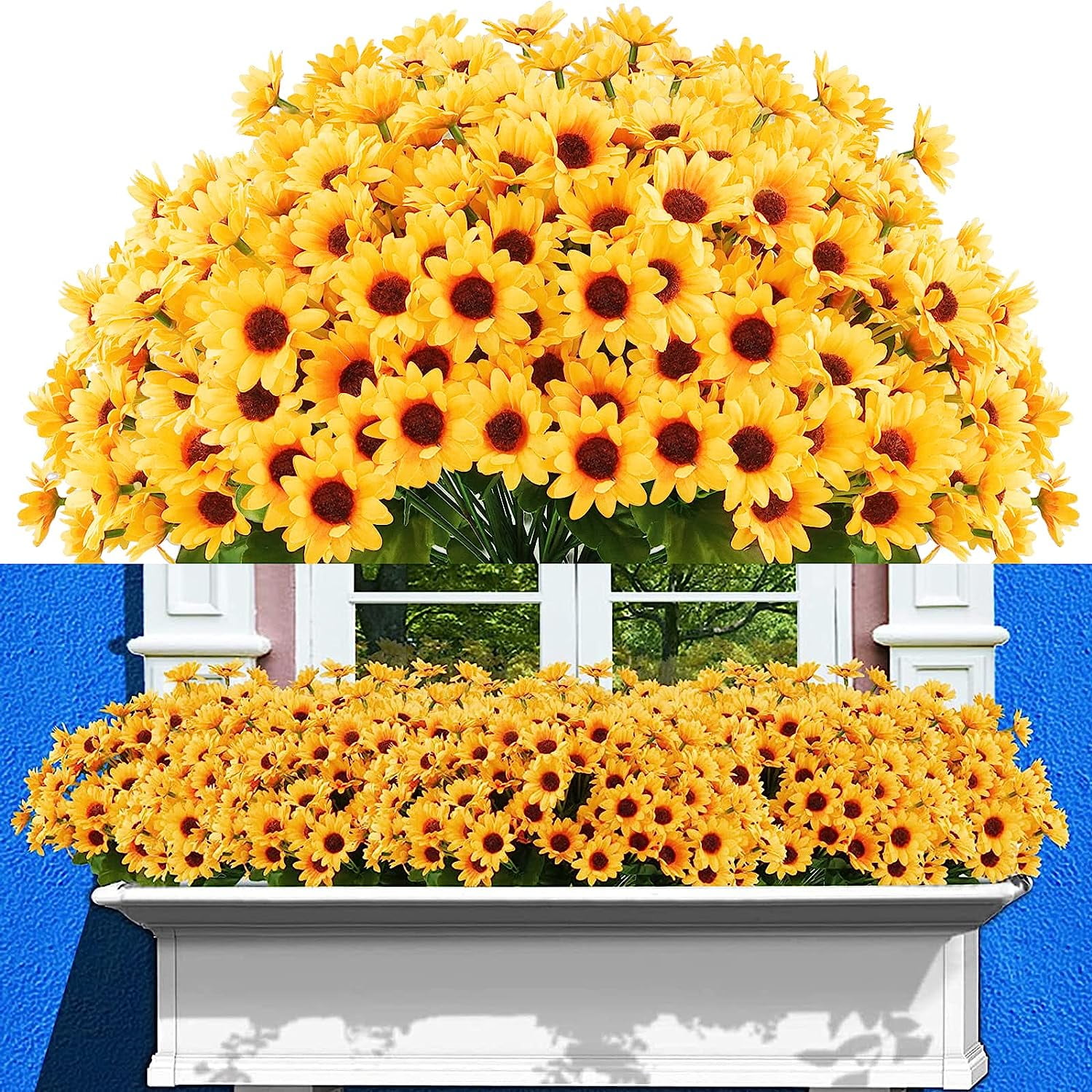 10 Bunches Artificial Sunflower Bouquets, Fake Mums Fall Daisy Plants ...