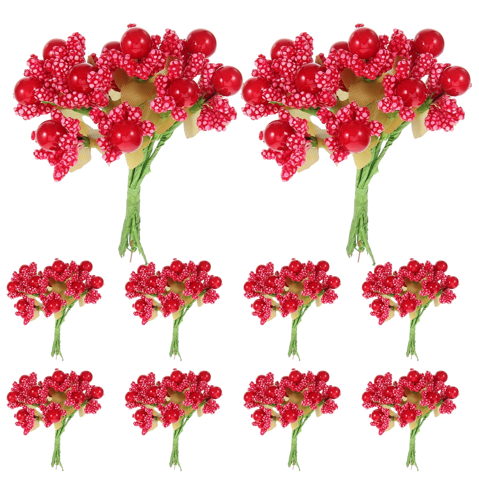10 Bundles Artificial Berry Flower Decorations Fake Stem Strawberry ...