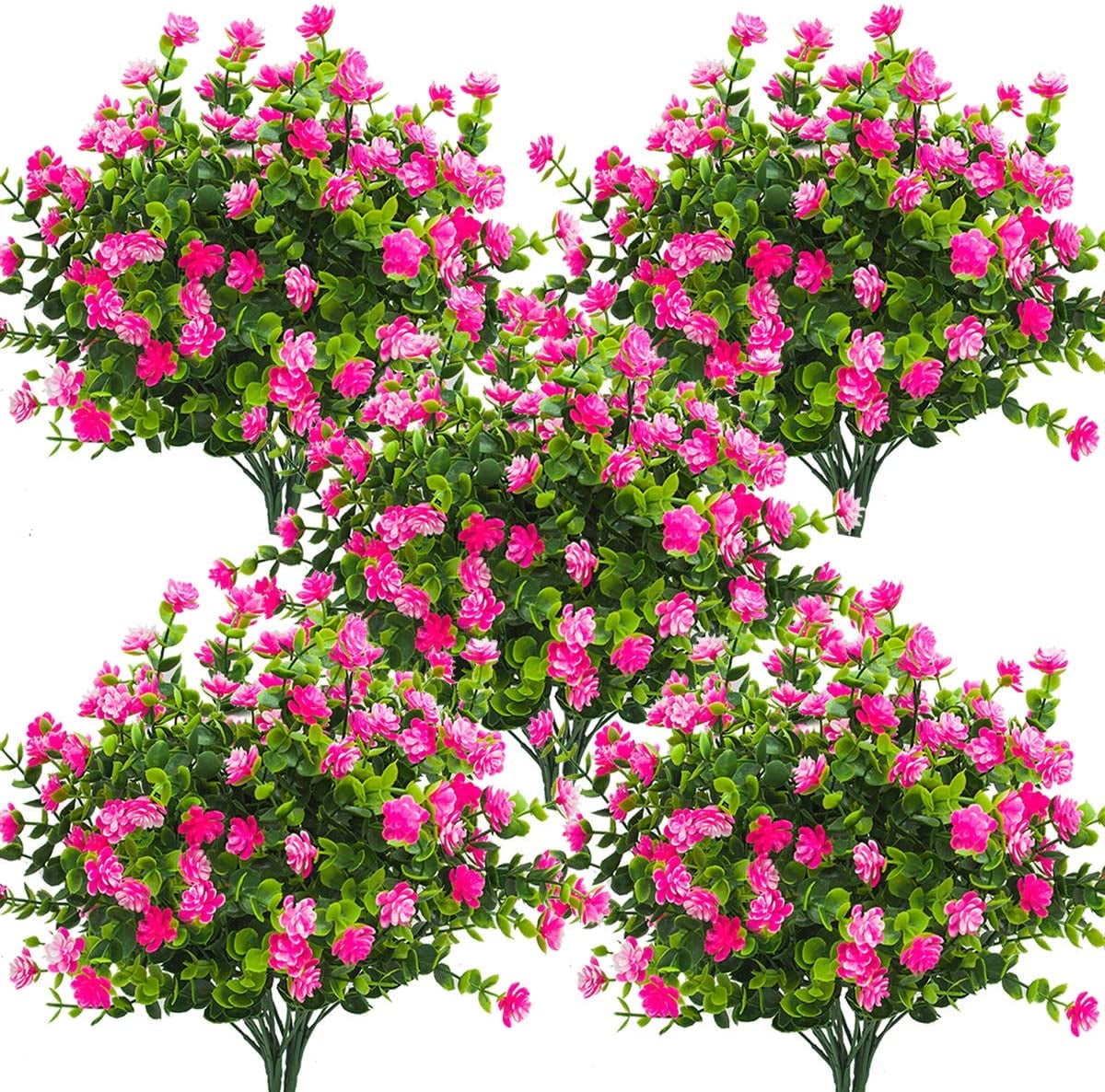 10 Bundles Artificial Fake Flowers Outdoor UV Resistant Plastic Flowers ...