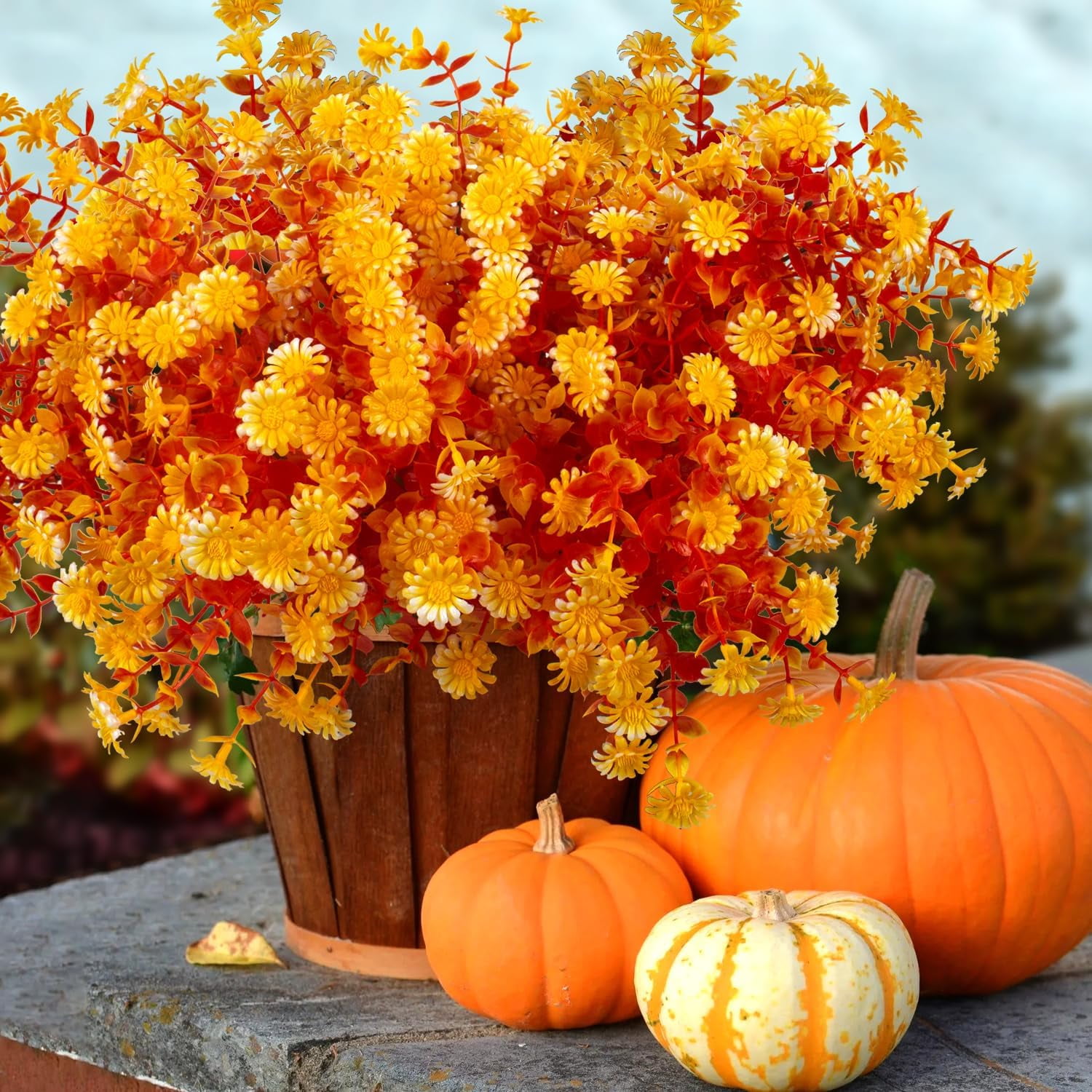 10 Bundles Artificial Fall Flowers for Outdoors Fake Plants - Faux ...