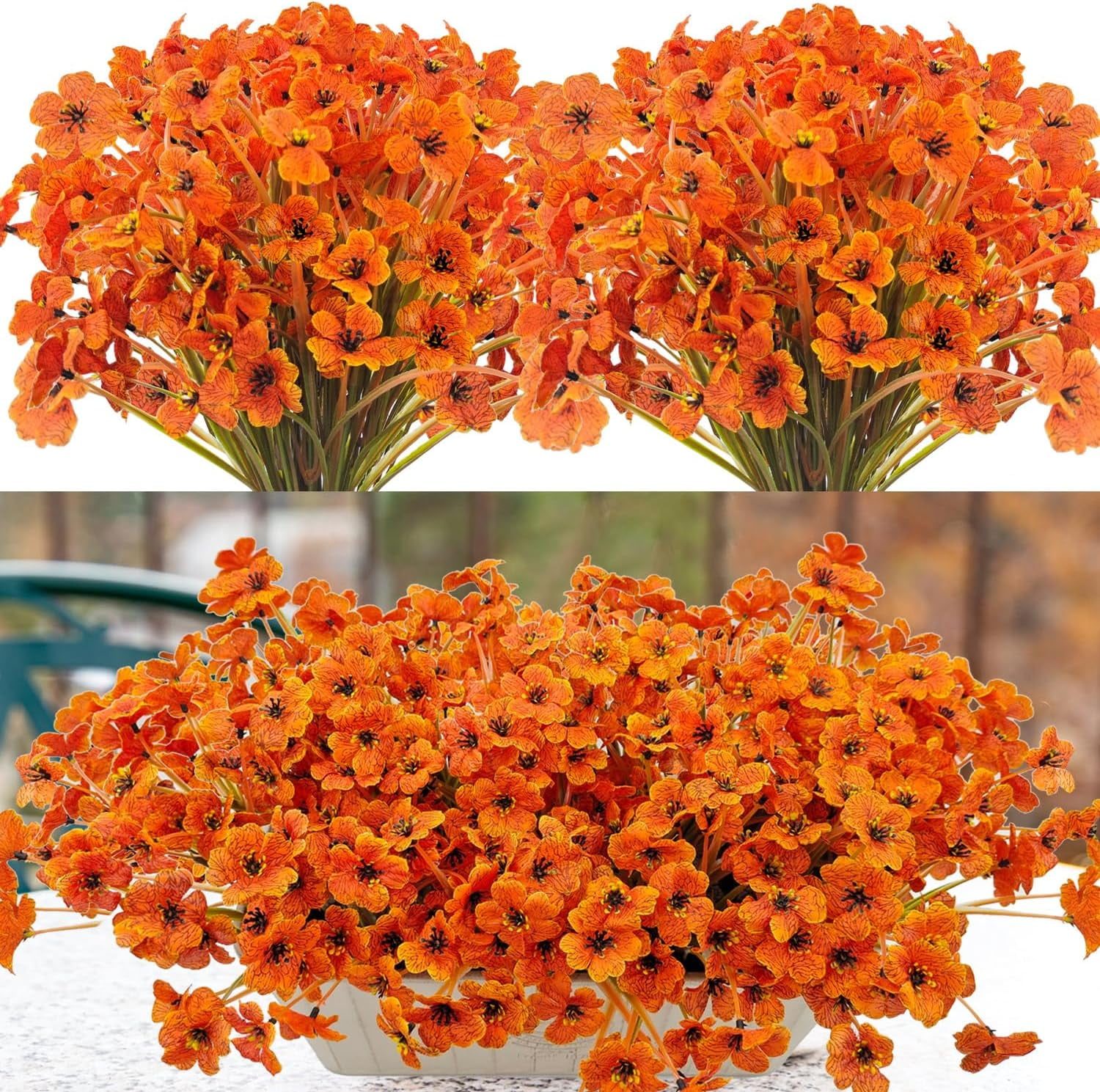 10 Bundles Artificial Fall Flowers for Outdoors UV Resistant Mums Silk ...