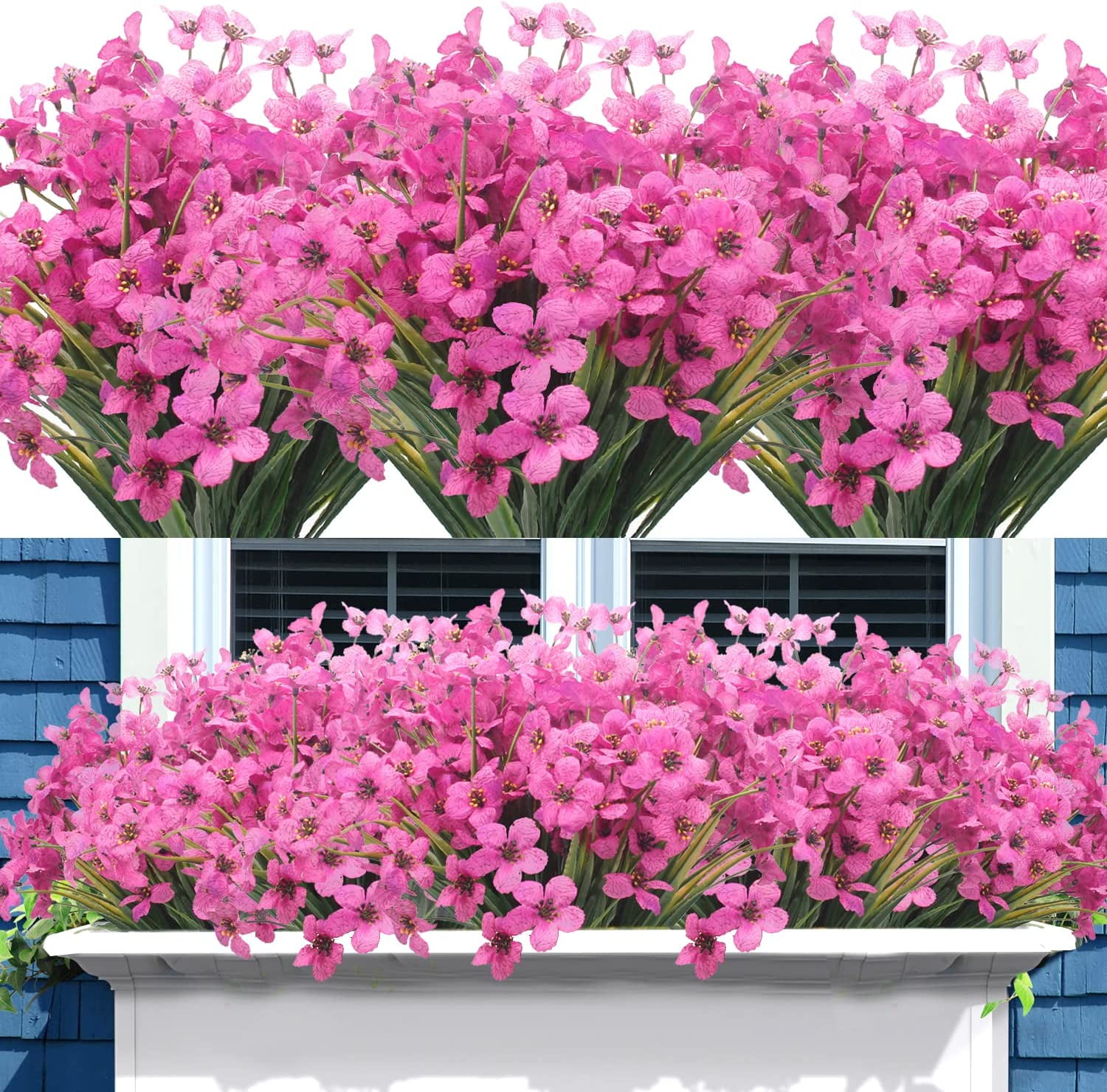 10 Bundles Artificial Flowers, Outdoor Indoor UV Resistant Fake Flowers ...