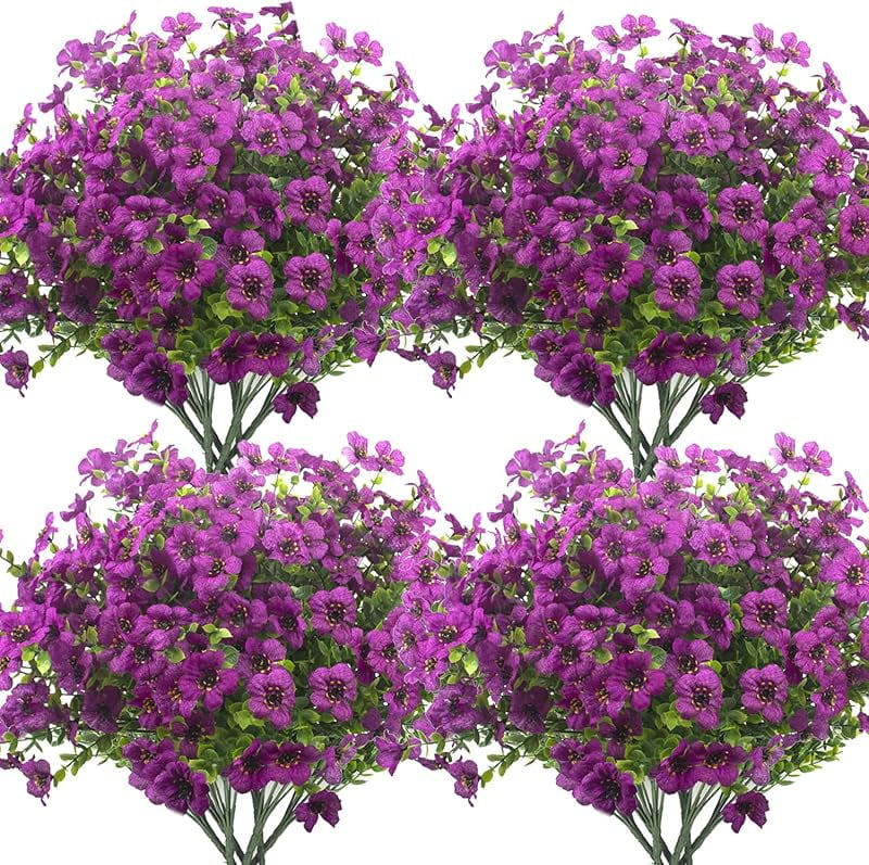 10 Bundles Artificial Flowers Outdoor UV Resistant Fake Flowers No Fade Faux Plants Garden Porch ...