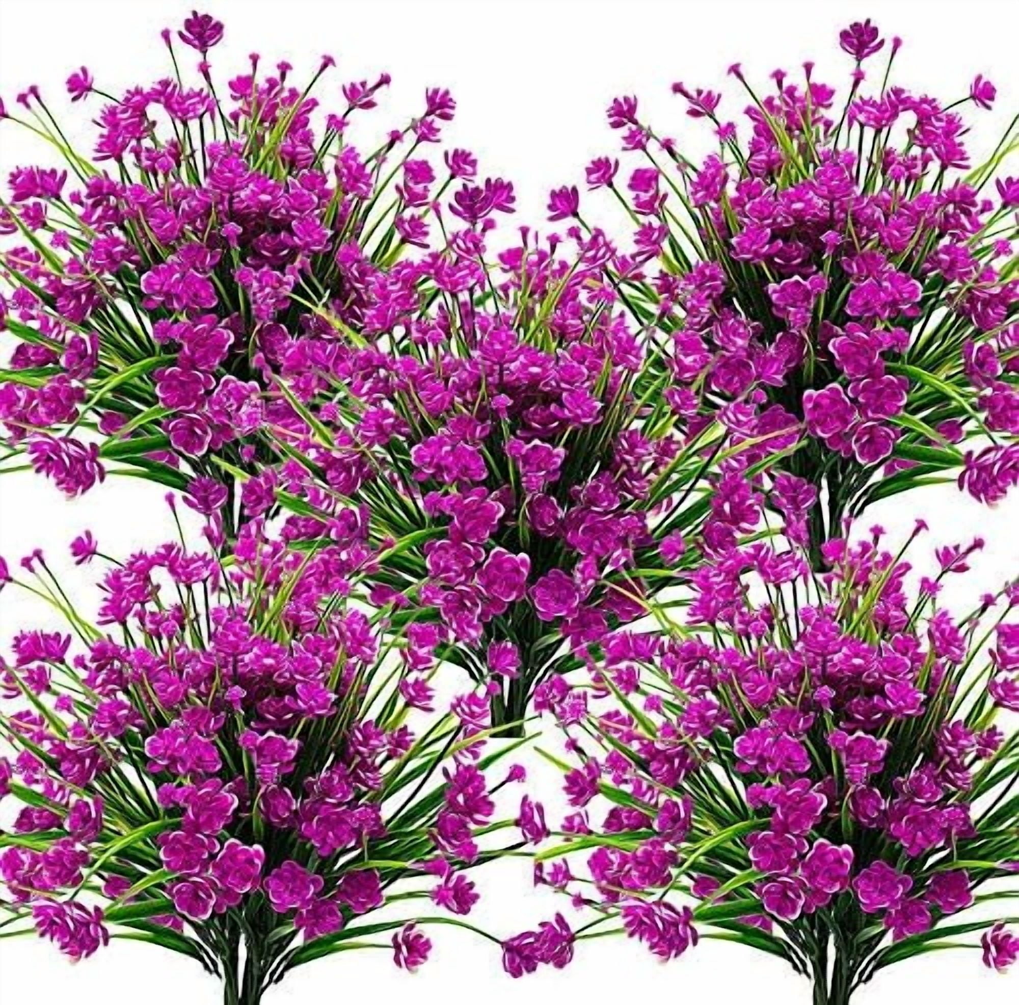 10 Bundles Artificial Flowers Outdoor UV Resistant Fake Plants Indoor ...