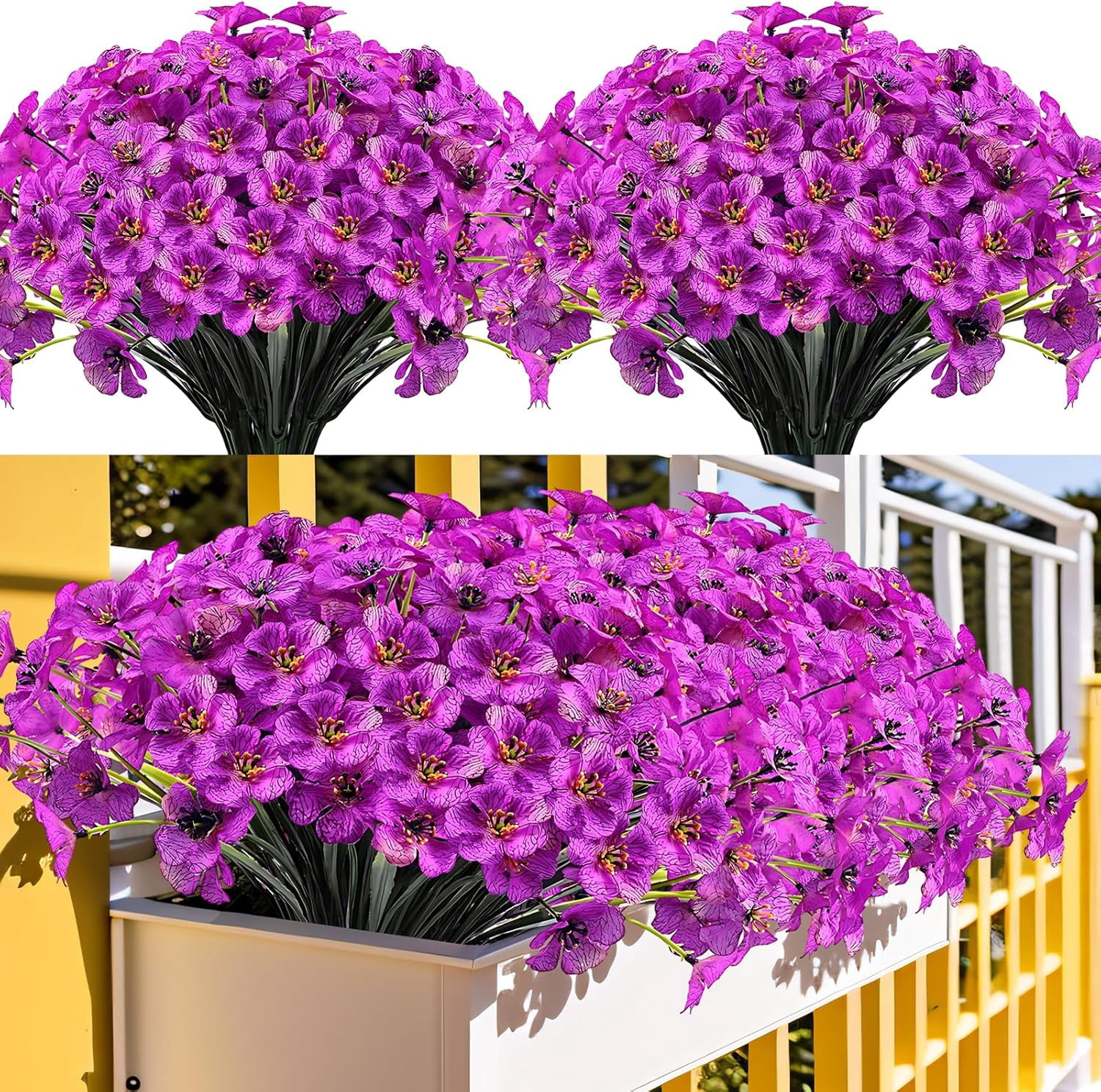 10 Bundles Artificial Flowers Outdoor UV Resistant Fake Yellow Flowers ...