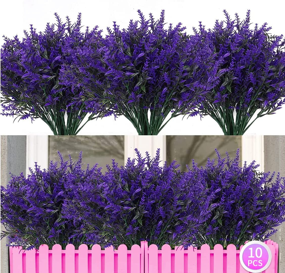 10 Bundles Artificial Lavender Flowers Artificial Flowers and Plants UV ...