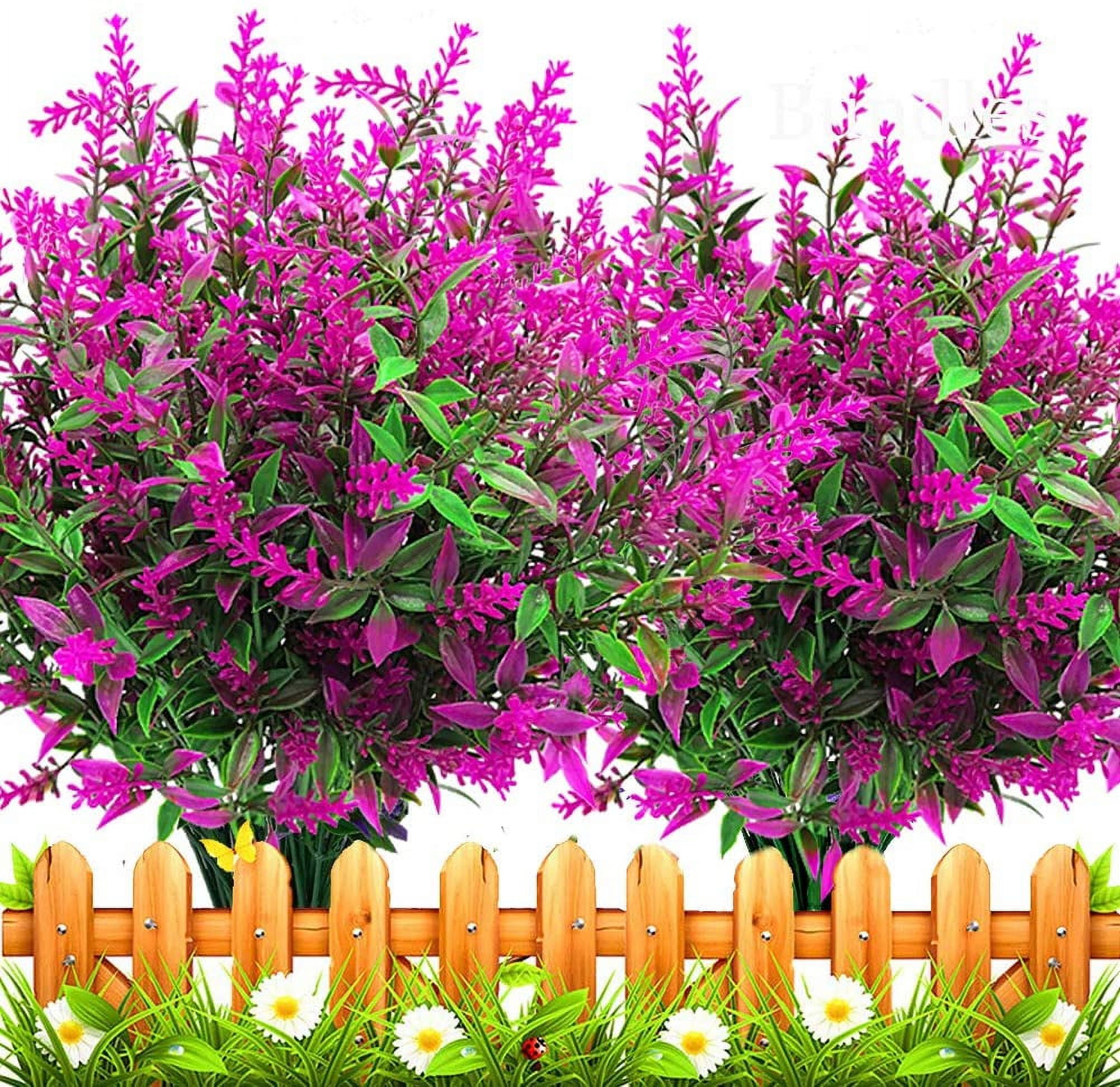 10 Bundles Artificial Lavender Flowers Outdoor Fake Plants Faux Plastic ...