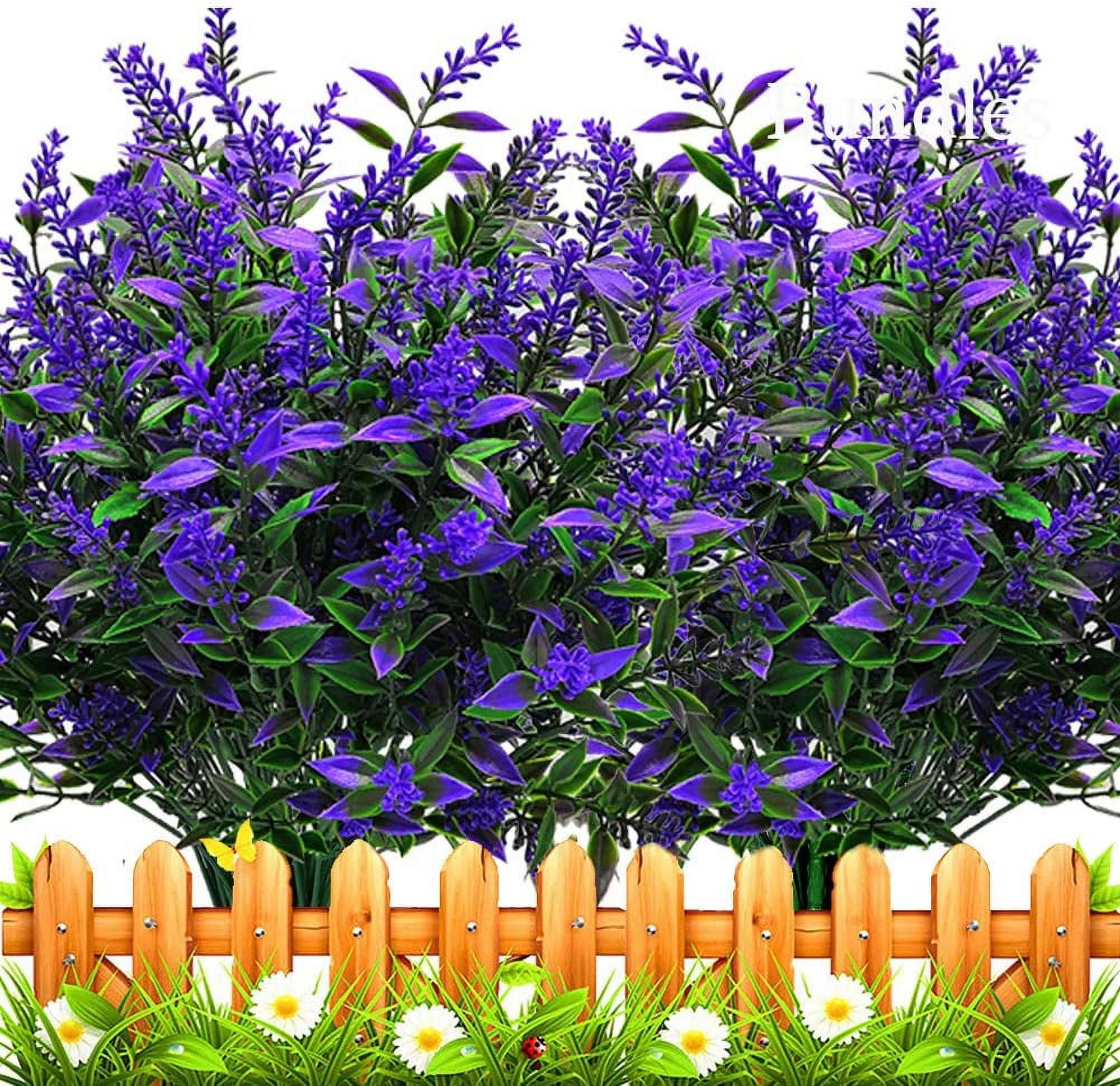 10 Bundles Artificial Lavender Flowers Outdoor Fake Plants Faux Plastic ...