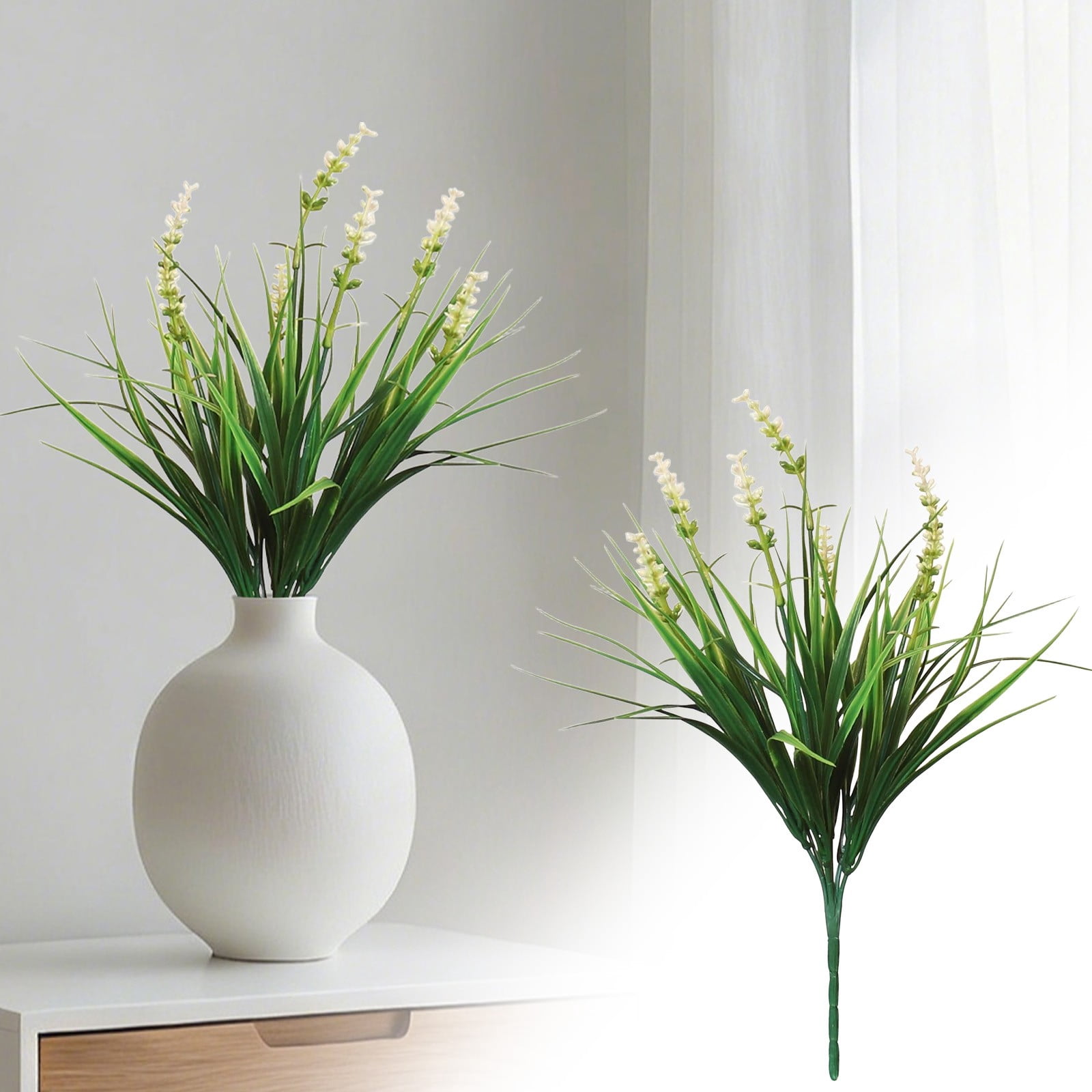 10 Bundles Artificial Monkey Grass with Flowers UV Resistant Faux ...