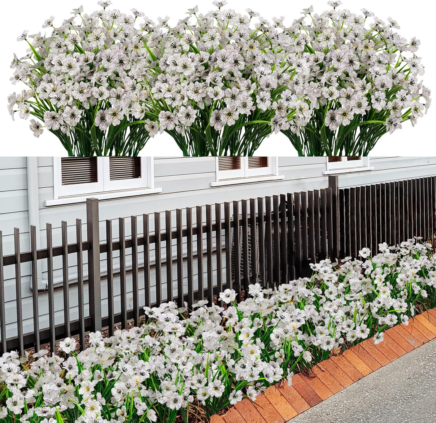 10 Bundles Artificial Outdoor UV Resistant Flowers No Fade Fake Outside ...