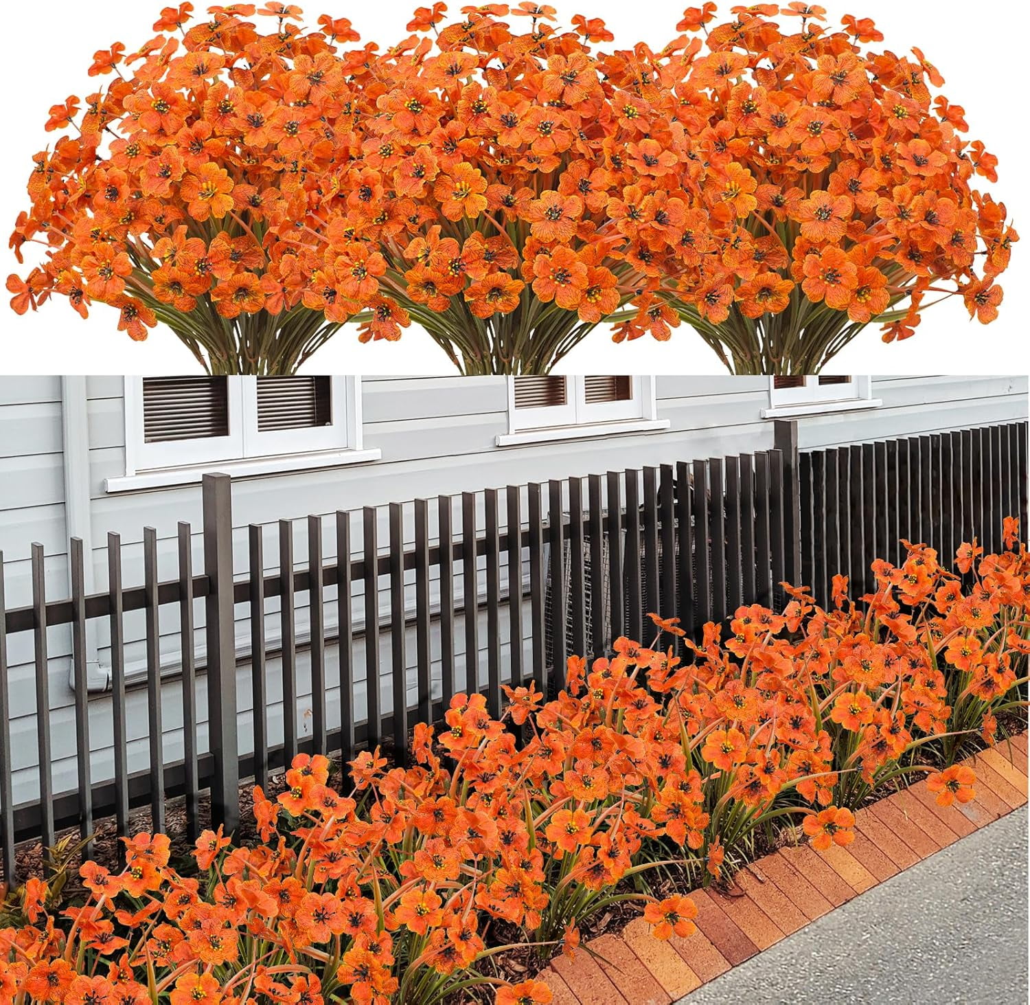 10 Bundles Artificial Outdoor UV Resistant Flowers No Fade Fake Outside ...