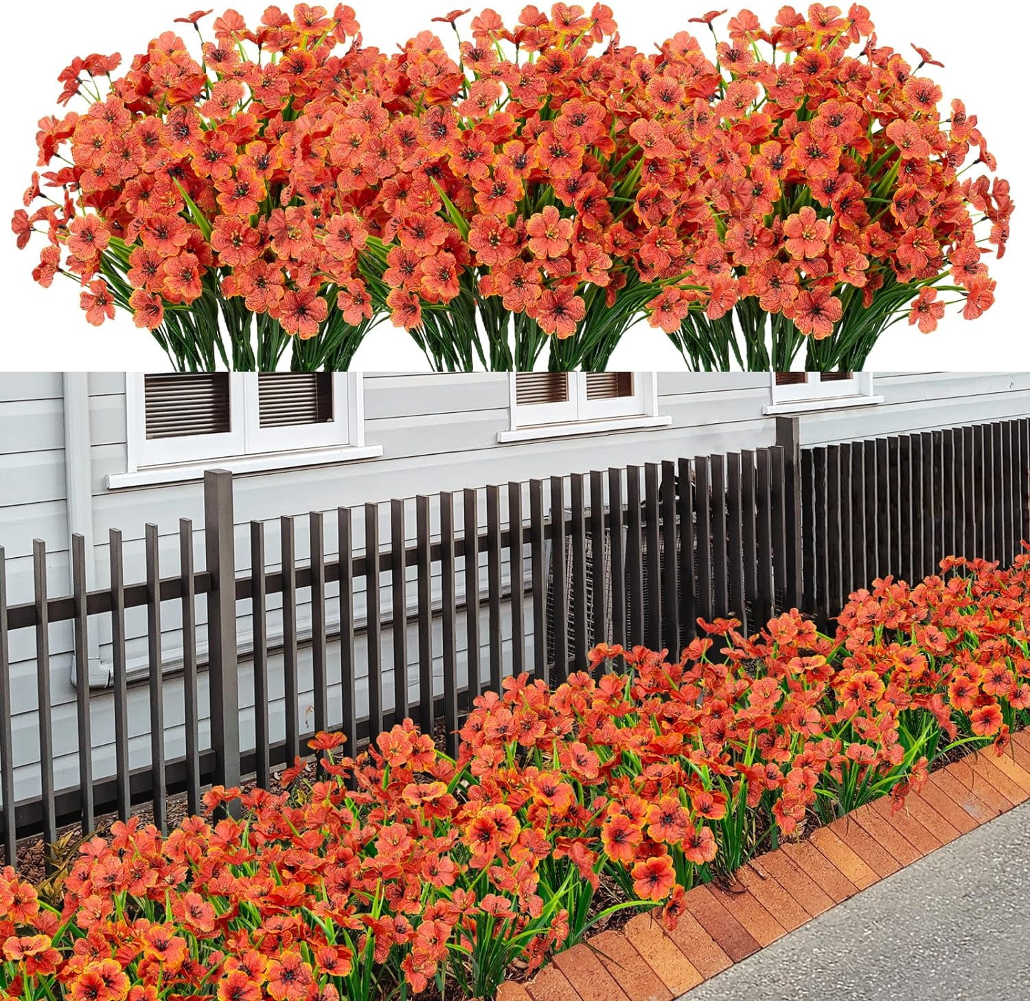 10 Bundles Artificial Outdoor UV Resistant Flowers No Fade Fake Outside ...