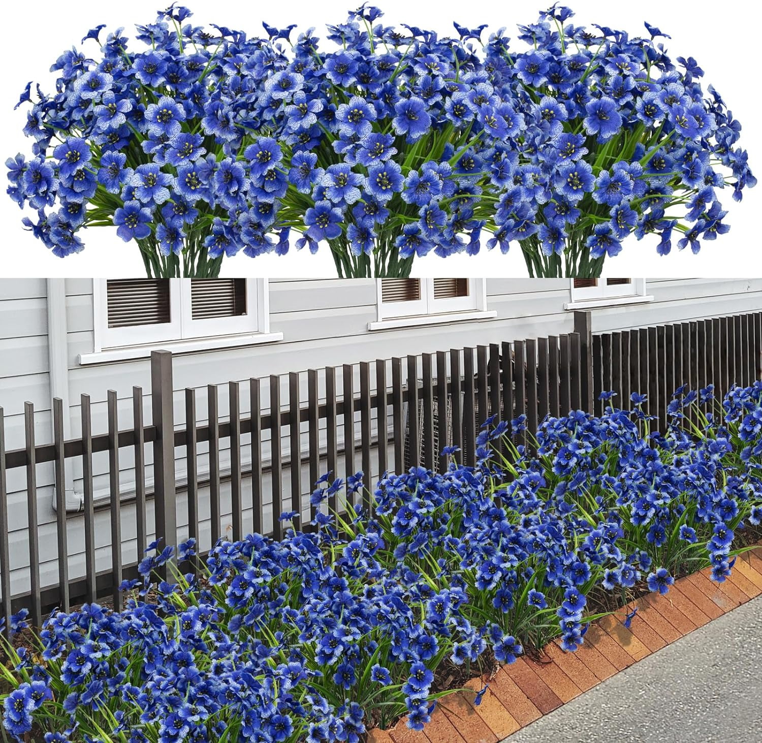 10 Bundles Artificial Outdoor UV Resistant Flowers No Fade Fake Outside ...