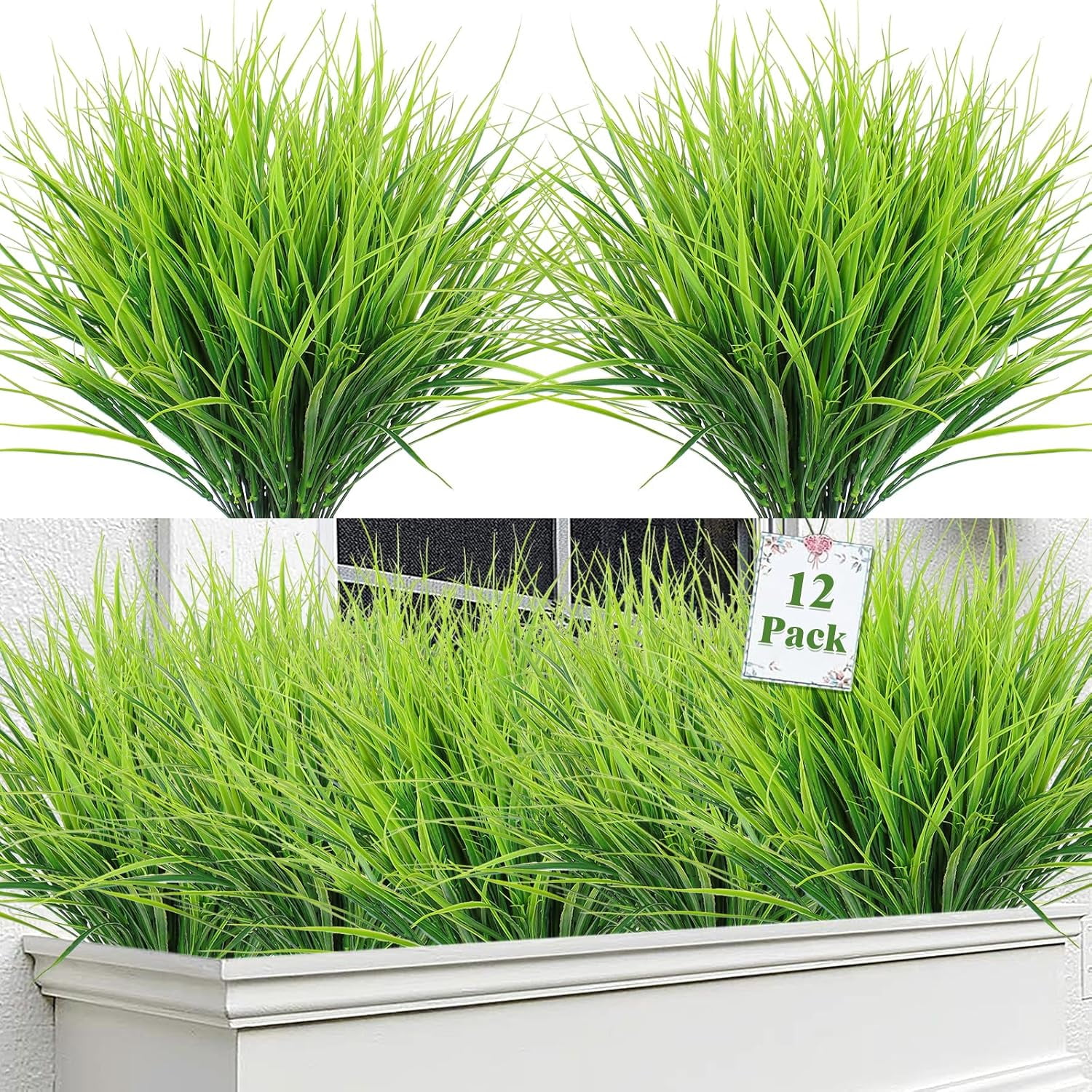 10 Bundles Artificial Plants Fake Wheat Grass UV Resistant Faux Plastic ...