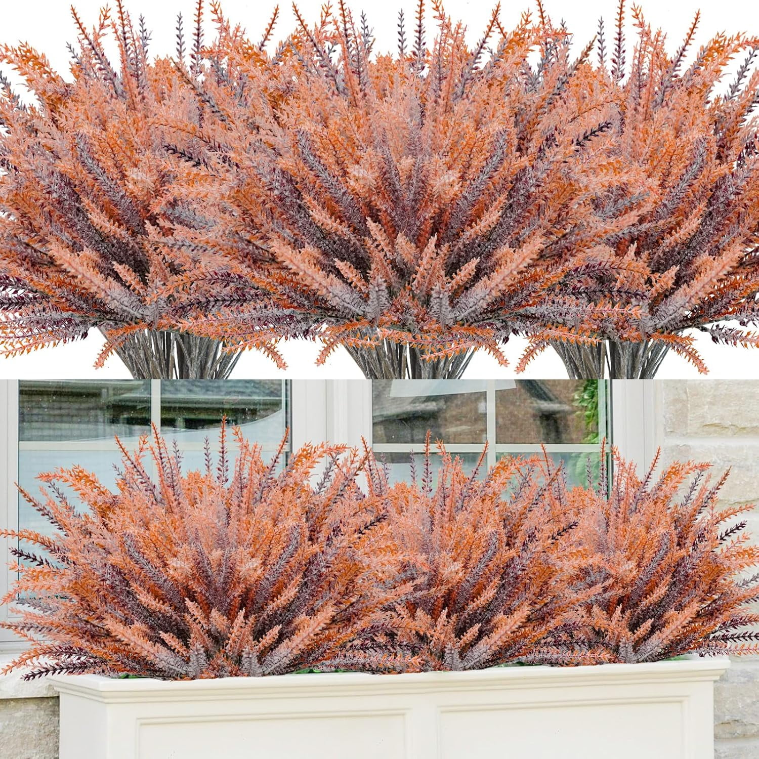 10 Bundles Artificial Plants Outdoor, 18.2" UV Resistant Faux Monkey ...