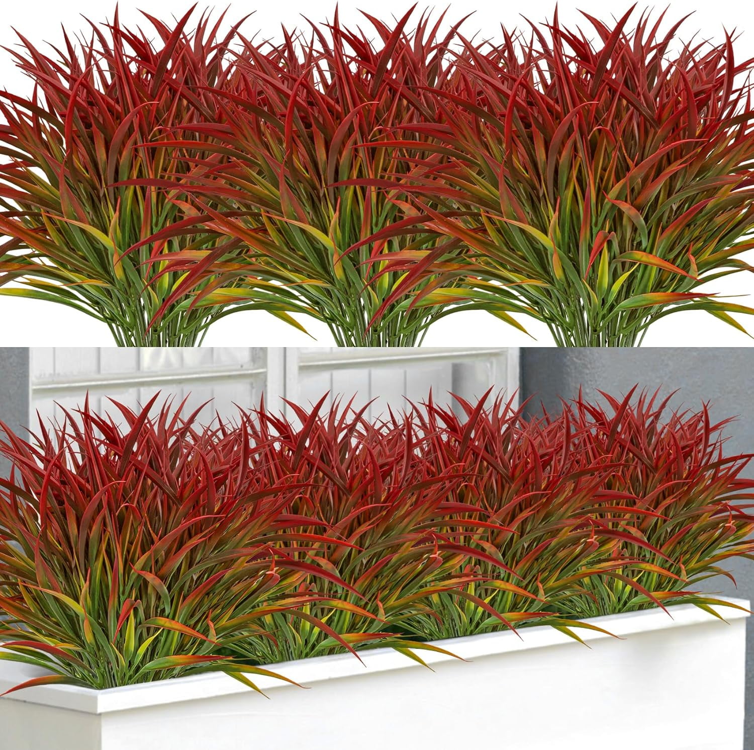 10 Bundles Artificial Plants Outdoor Fake Grass Greenery Stems UV ...