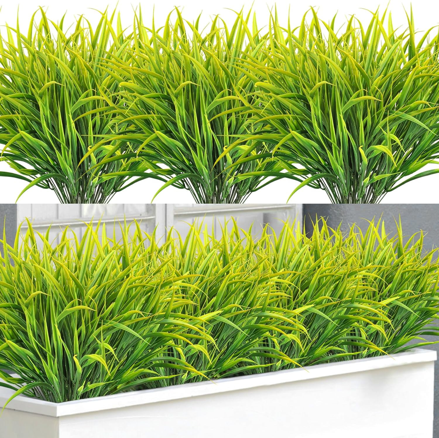 10 Bundles Artificial Plants Outdoor Fake Grass Greenery Stems UV ...