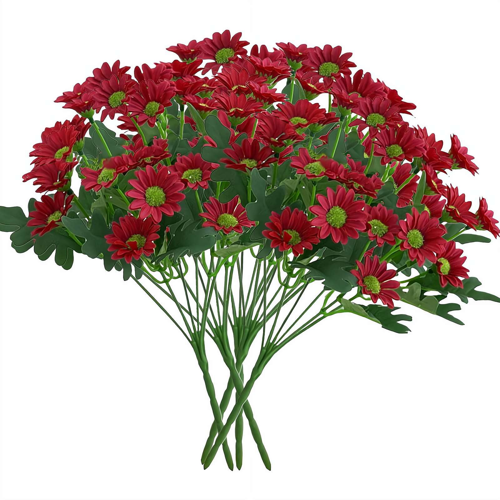 10 Bundles Artificial Sunset Mums– Outdoor Flowers, All-Weather ...