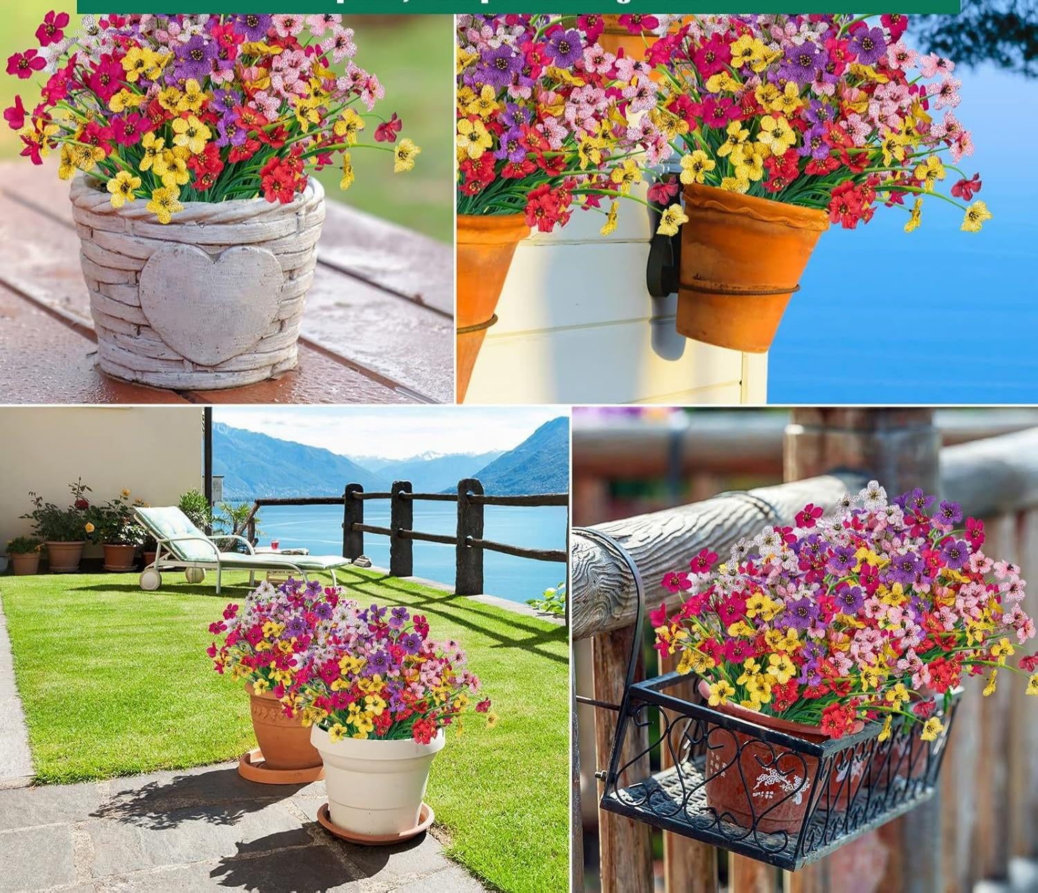 10 Bundles Fake Fall Flowers, Autumn Artificial Faux Flowers Outdoors ...