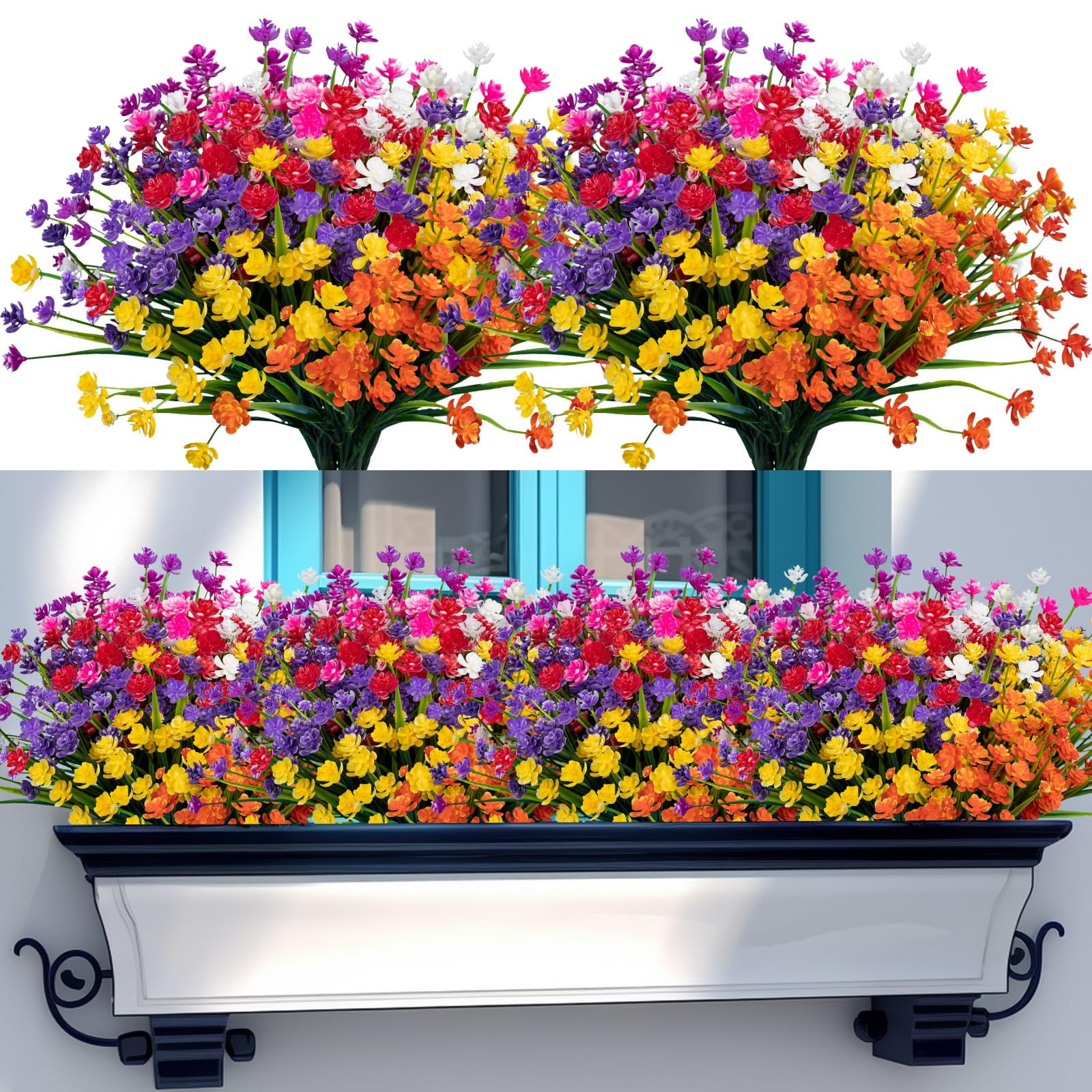 10 Bundles Faux Flowers for Outdoor Planters, UV Resistant No Fade ...