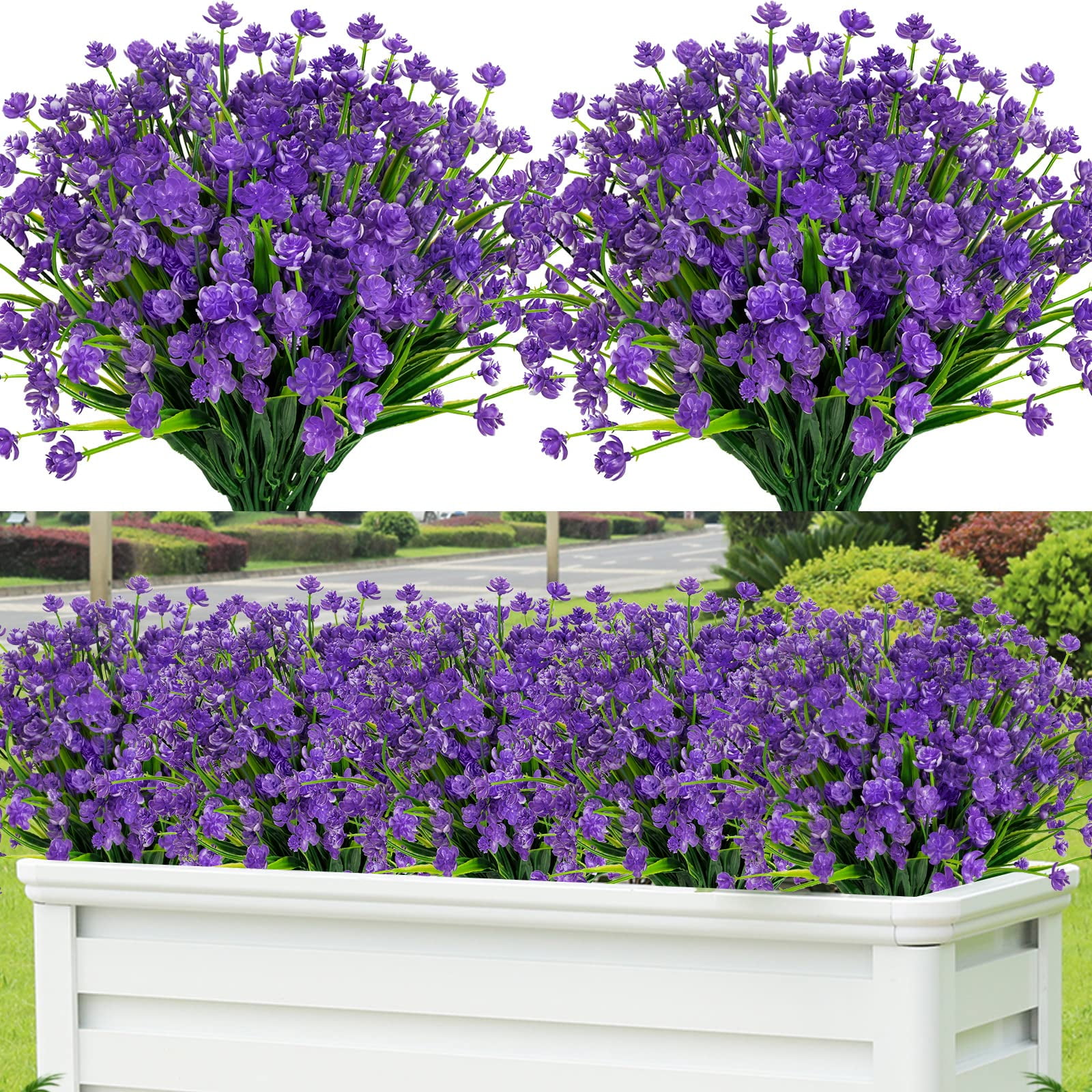 10 Bundles Outdoor Artificial Flowers for Spring Summer Decoration, UV ...