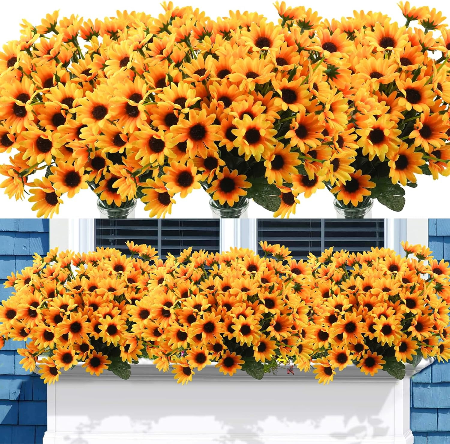 10 Bundles Sunflowers Artificial Flowers Daisy Mums 24 Stems Fake Fall ...