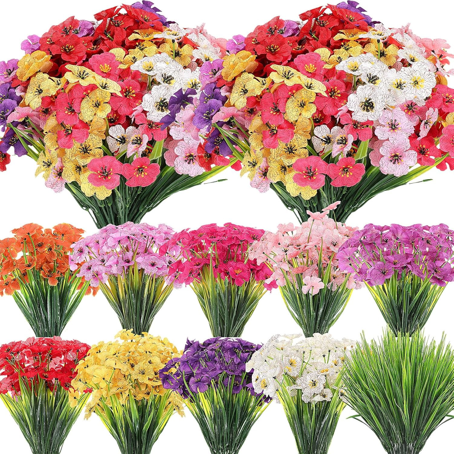 10 Bundles Violet Artificial Flowers, UV Resistant Faux Flowers Outdoor ...