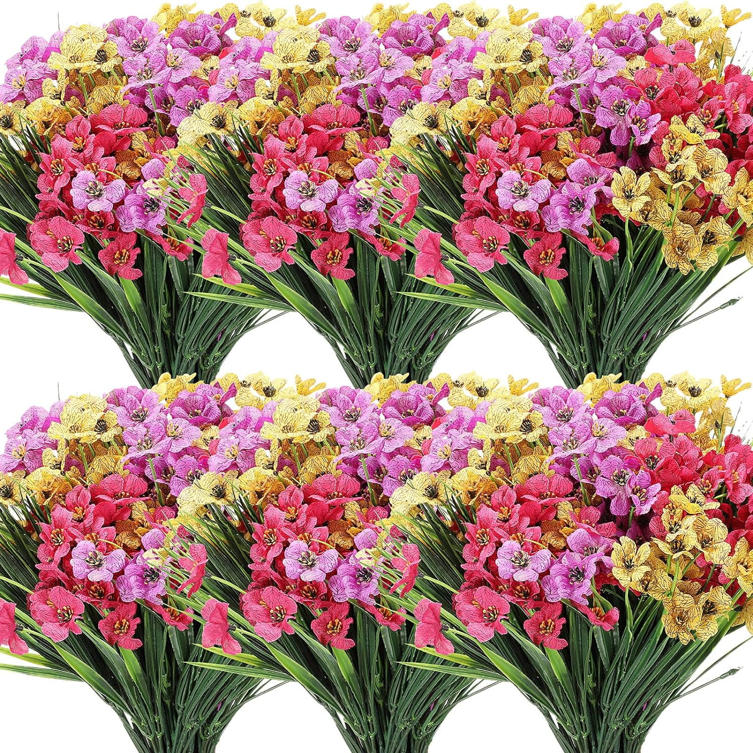 10 Bundles Violet Artificial Flowers, UV Resistant Faux Flowers Outdoor ...