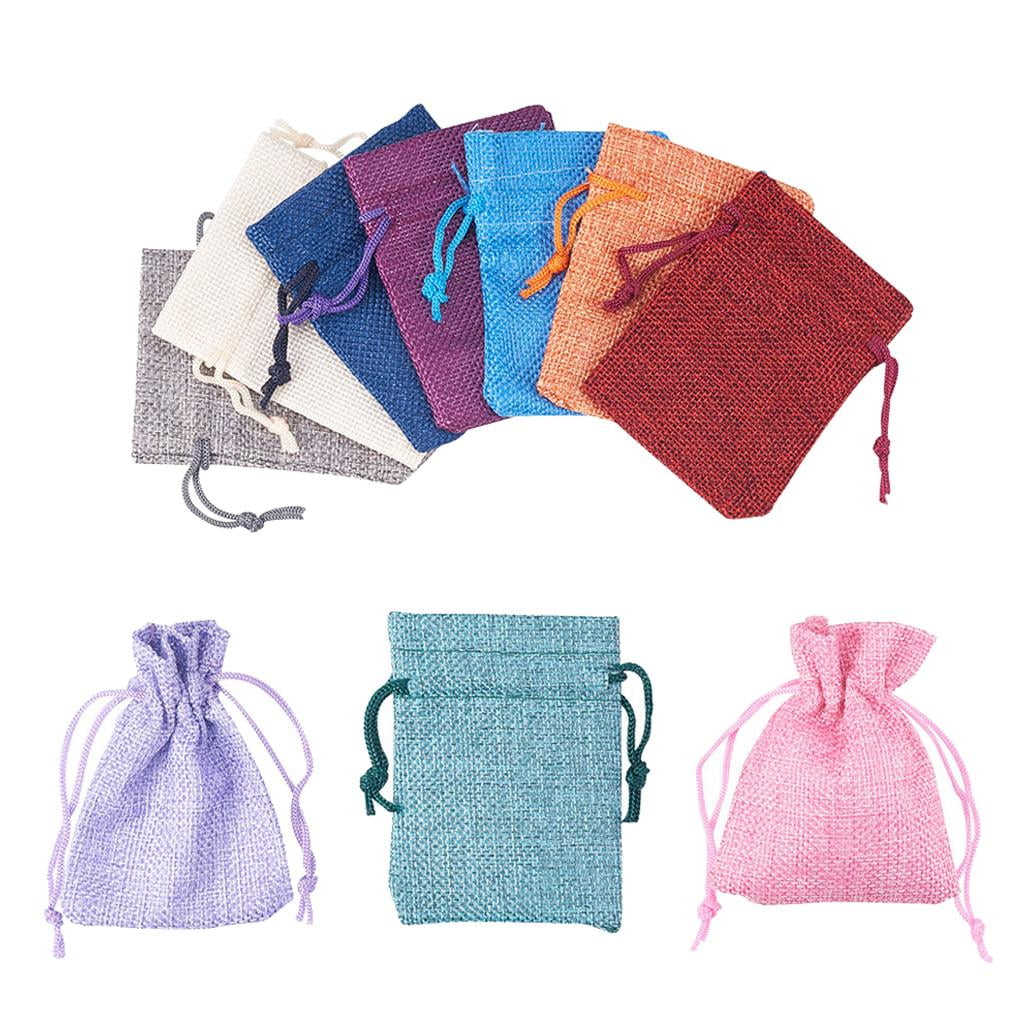 10 Burlap Bags with Drawstring Mixed Color Drawstring Gift Bag Jewelry ...