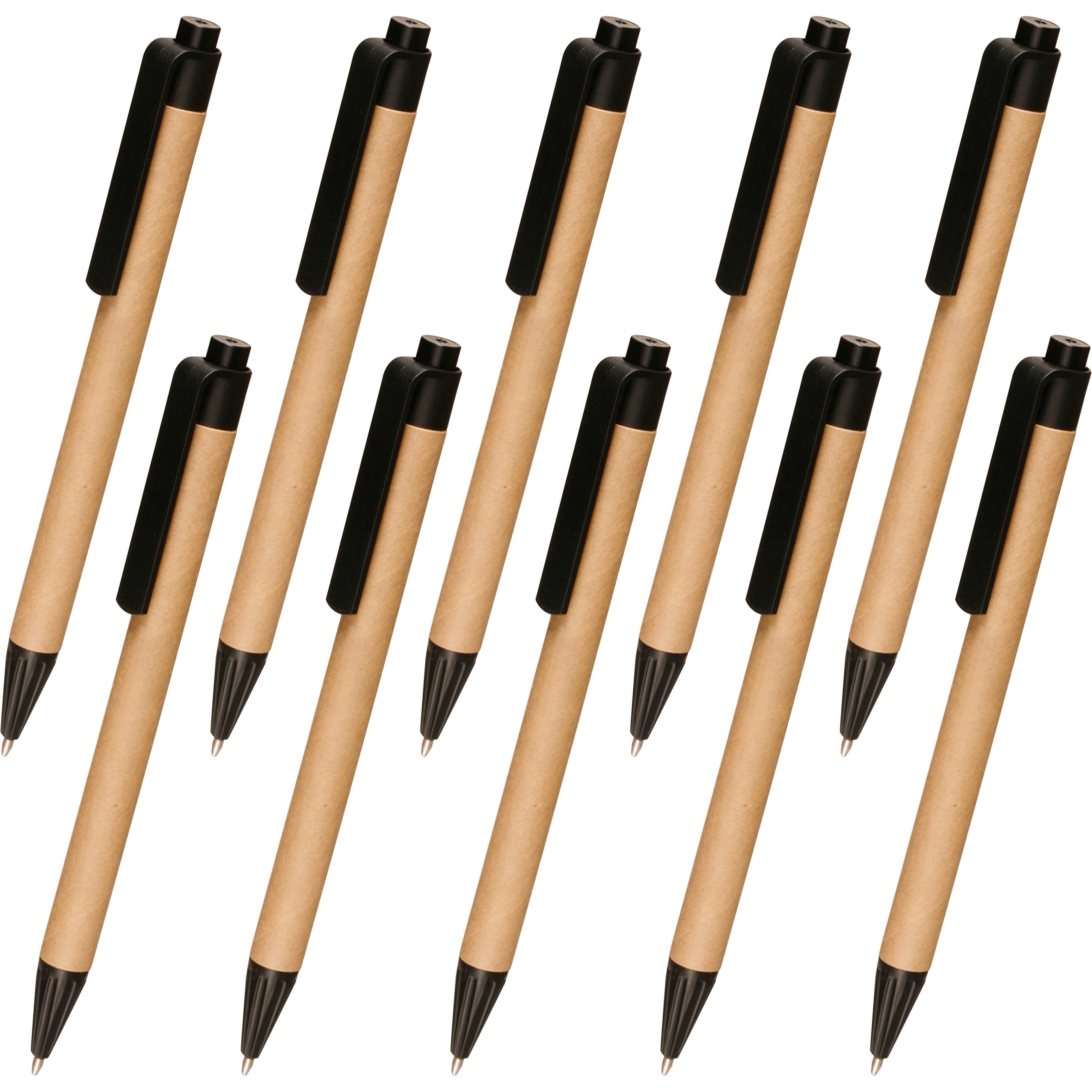 10 Business Recycled Pens Pack - Eco-friendly, Black Ink - Black ...