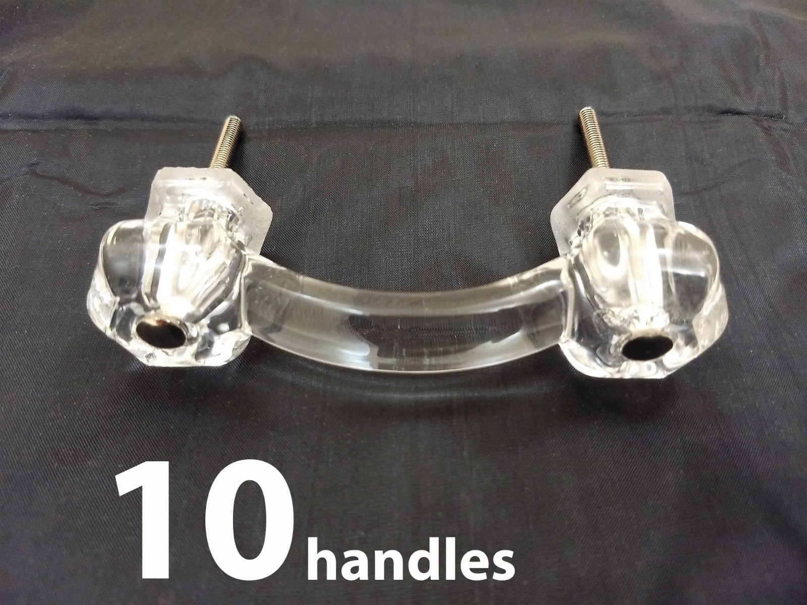 10 CLEAR GLASS 4.25" HANDLES 3" HOLES Kitchen Cabinet Door Drawer Pulls ...