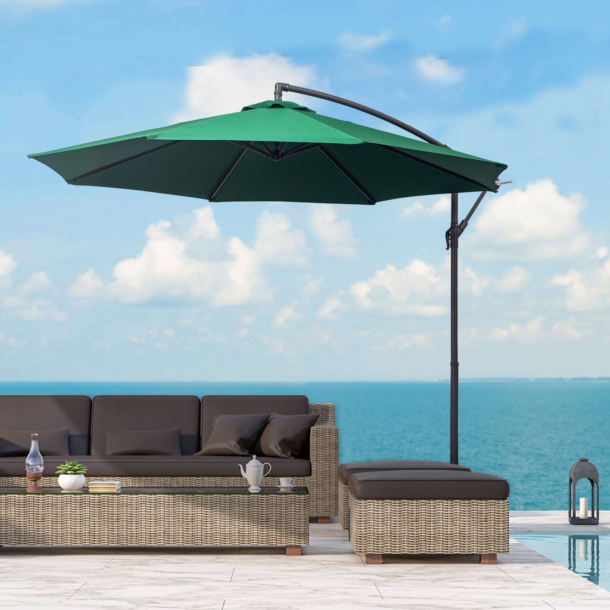 Outsunny Outdoor Backyard 10' Cantilever Hanging Tilt Offset Patio ...