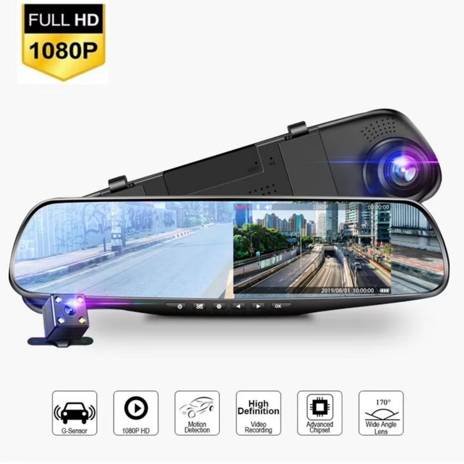 Under 10, Car DVR Rear View Mirror Video Recroder 4.0/4.3/5.0in Back Up ...