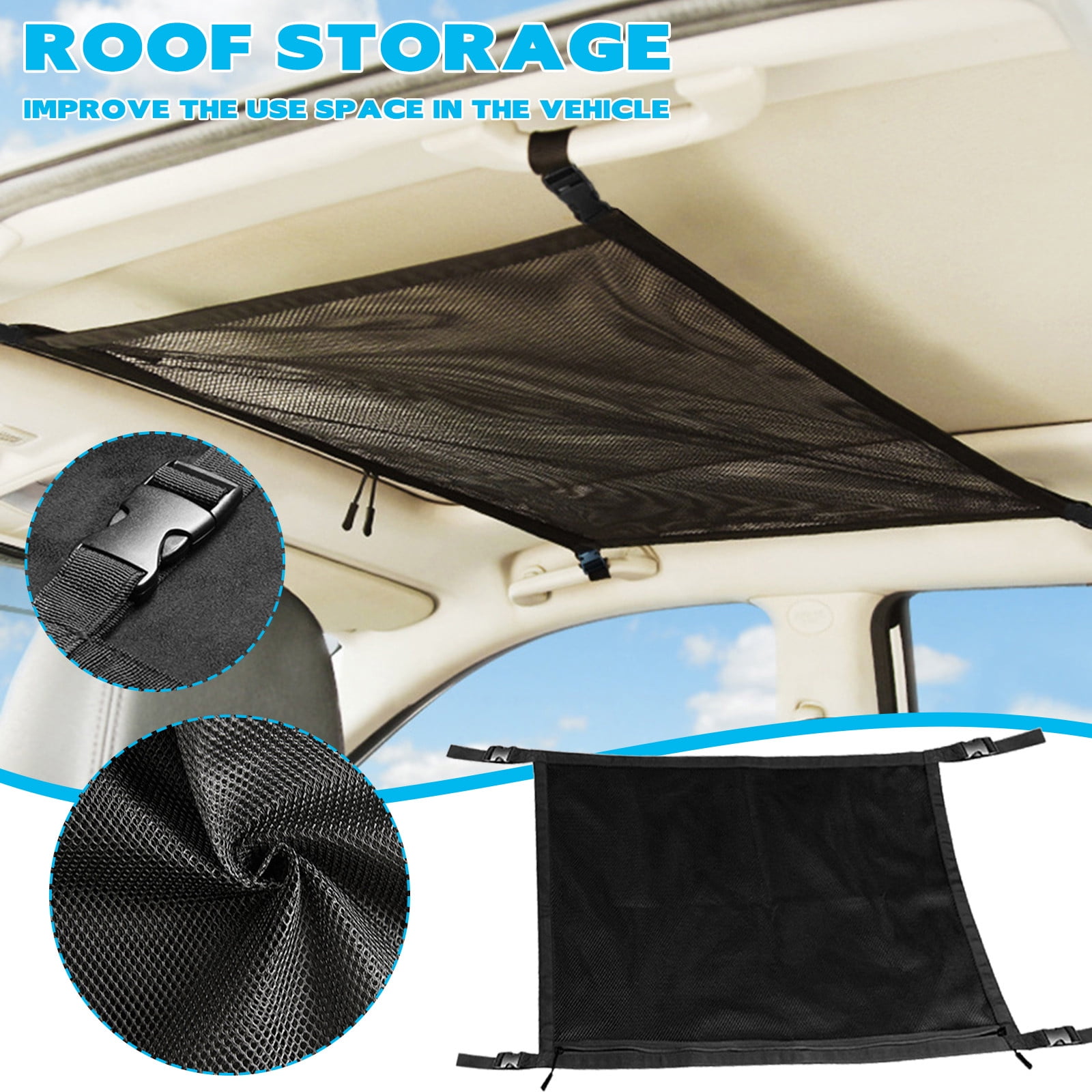 Under 10, Car Mesh Roof Storage Bag, Expandable Car Storage, Waterproof ...