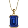 10 Carat 925 Sterling Silver Blue Created Sapphire Pendant Necklace for ...
