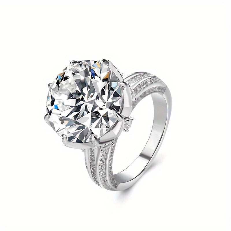 10 Carat Round Cut Moissanite 925 Sterling Silver 8 Prongs Sparkling ...