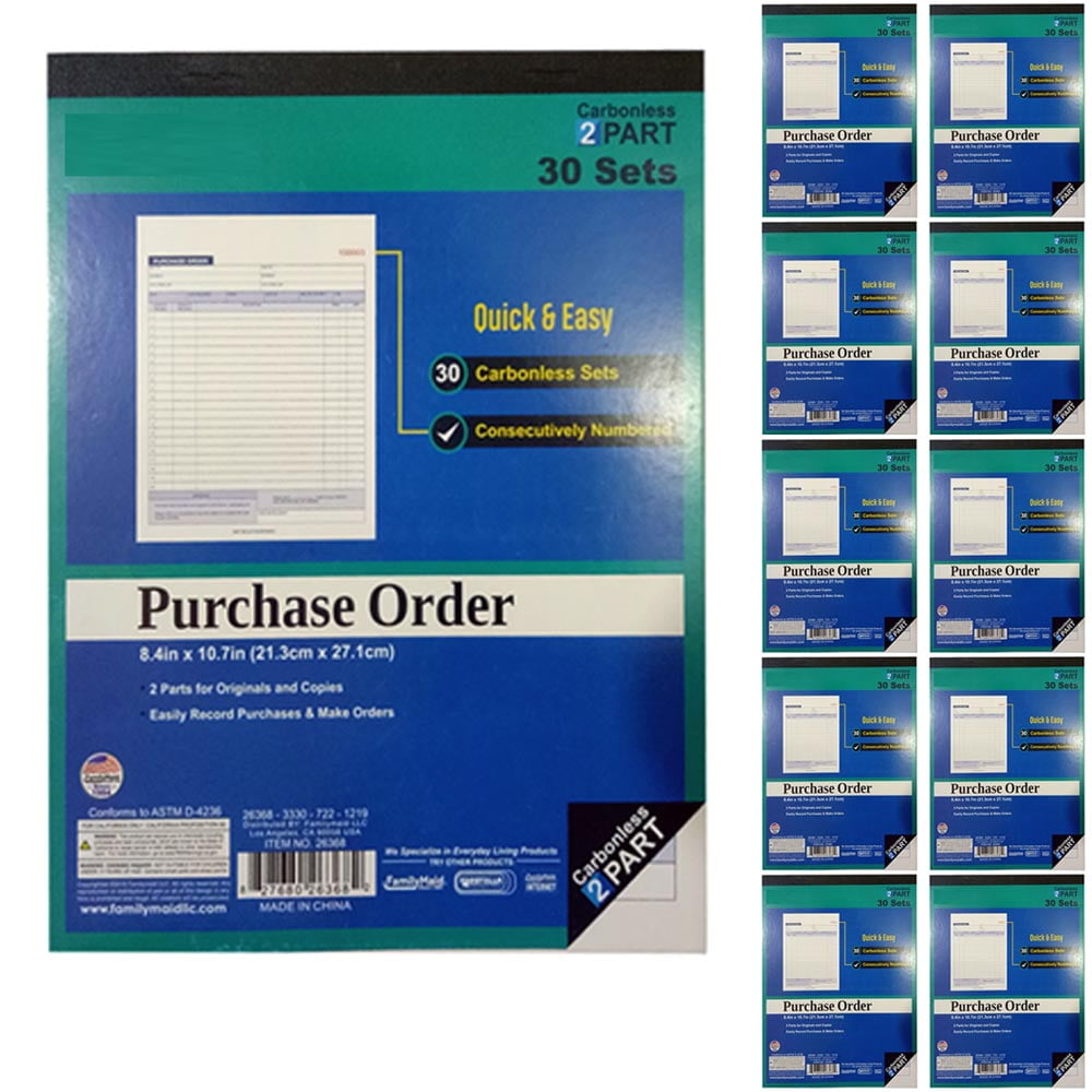 10 Carbonless Purchase Order Books Receipt Duplicate Copy Record 2 Part ...