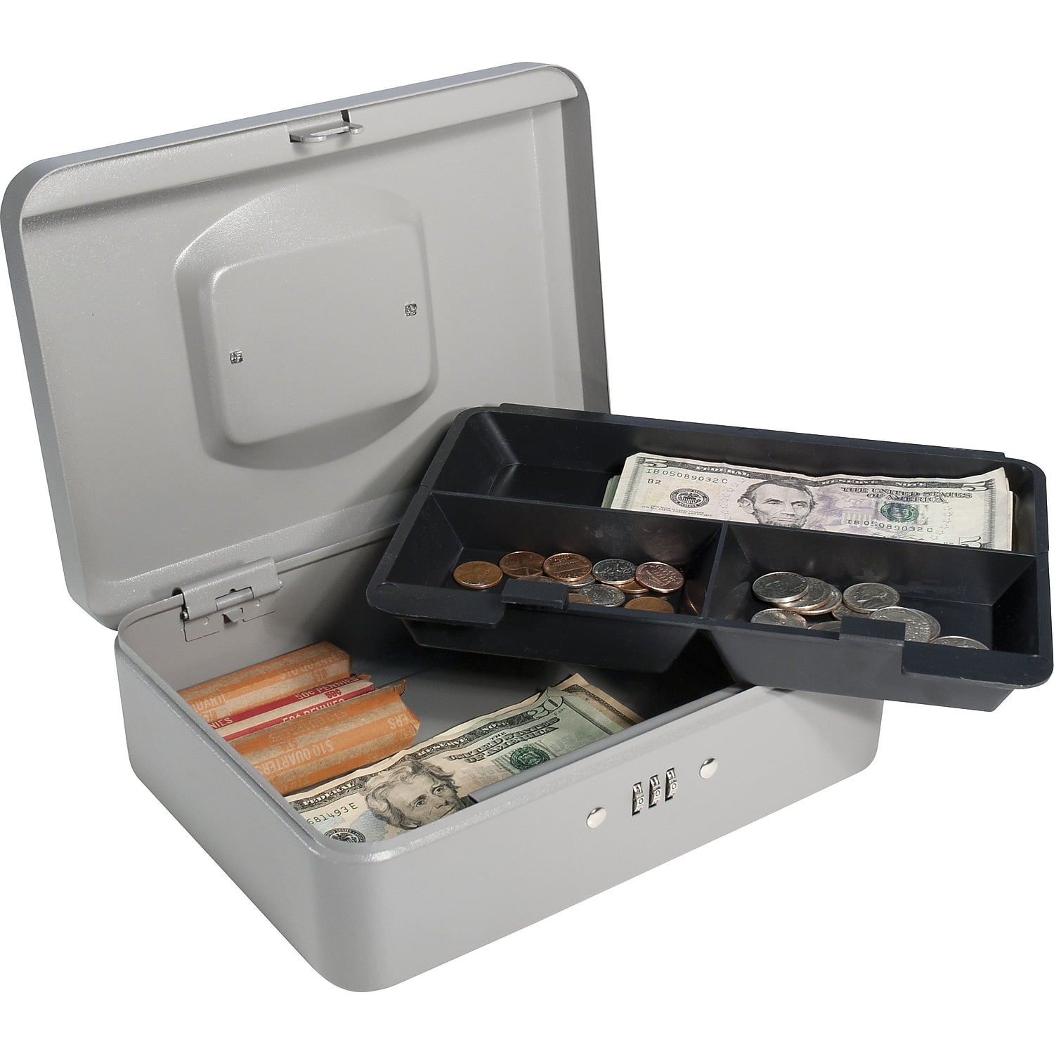 BARSKA Medium Cash Box 3 Compartments Gray (CB11786) - Walmart.com