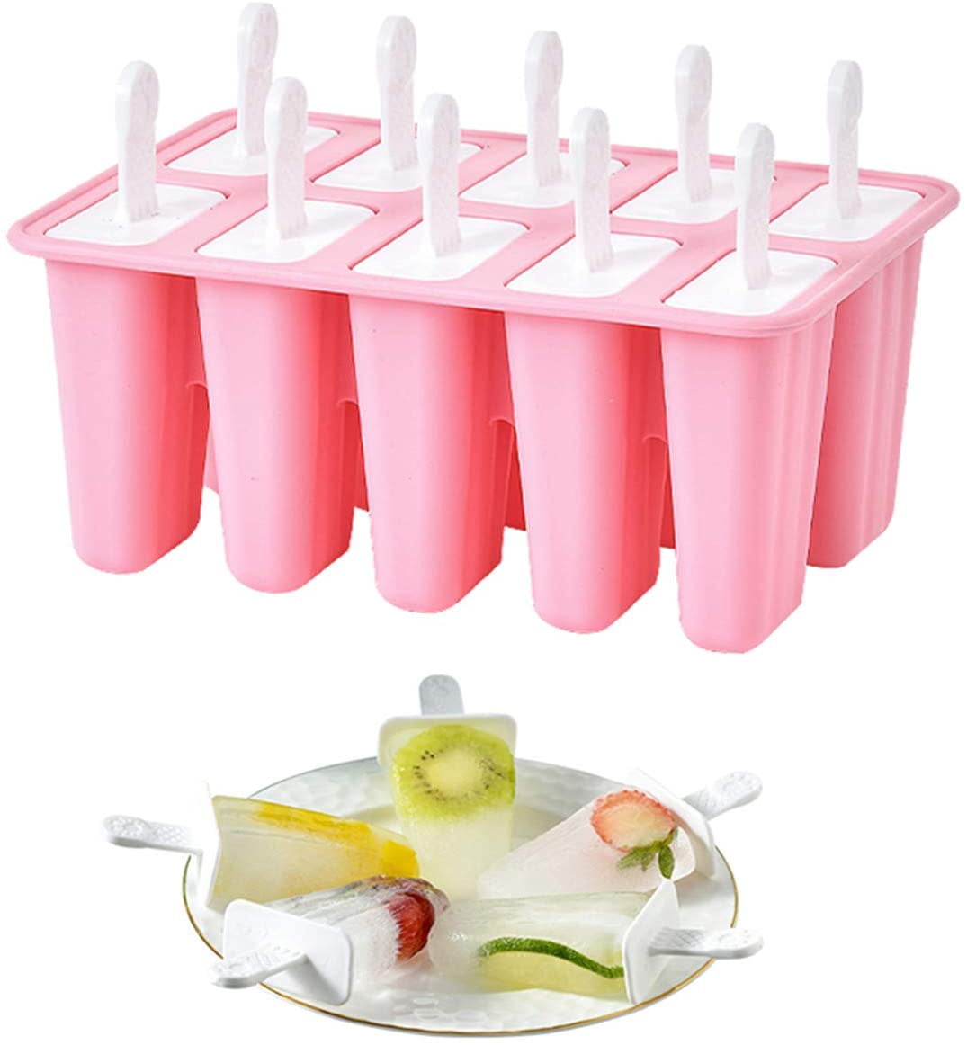 10 Cavities Popsicle Molds, Silicone Ice Pop Models, Reusable Easy ...