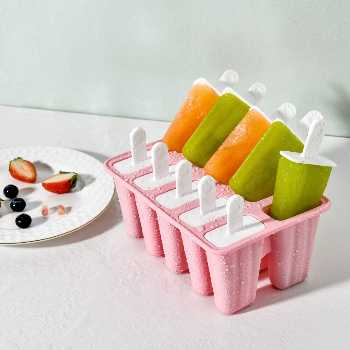 10 Cavities Popsicle Molds, Silicone Ice Pop Models, Reusable Easy ...
