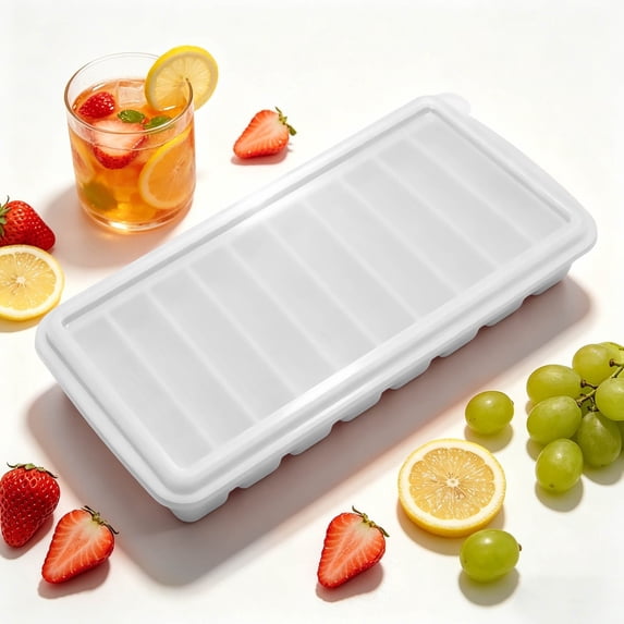 10 Cavity Long Rectangular Silicone Ice Stick Mold With Lid Reusable ...