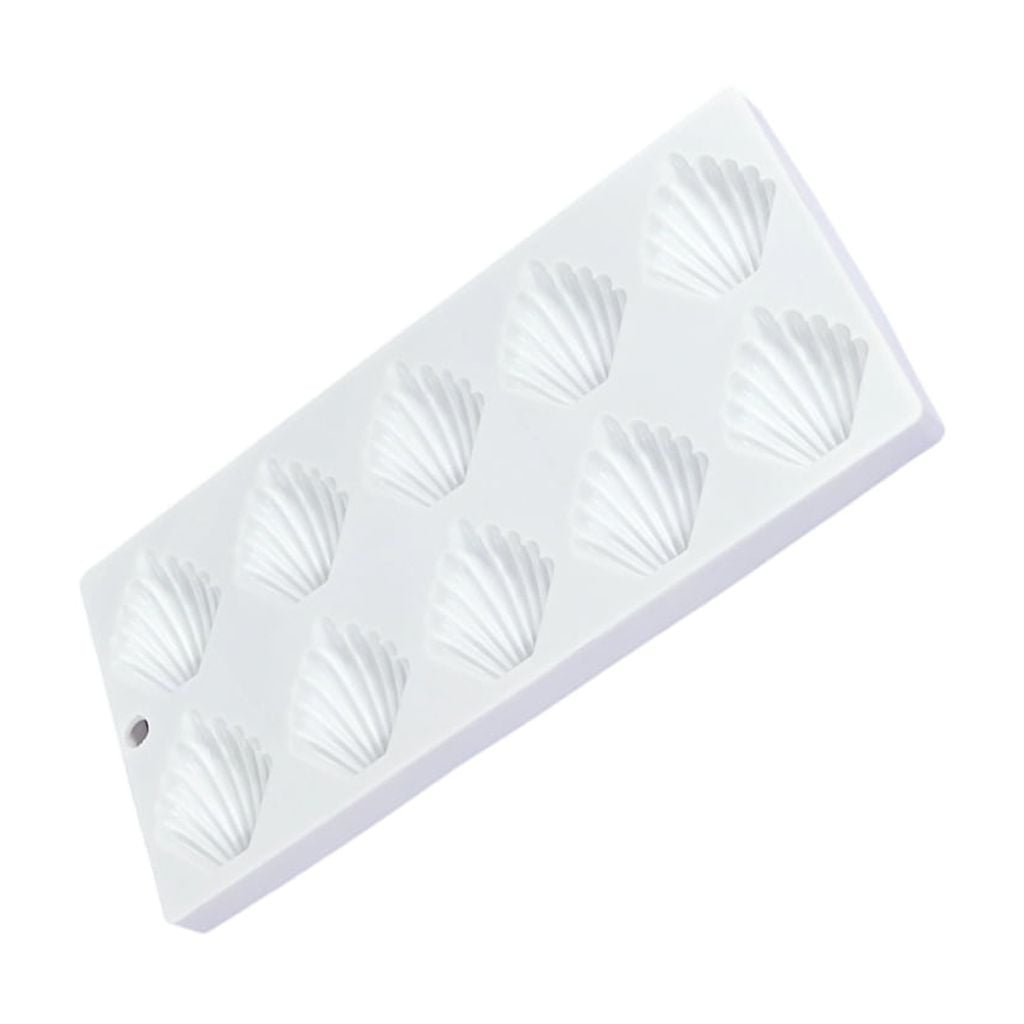 10-Cavity Silicone Mold, Nonstick Shell Shape Baking Pan for French ...
