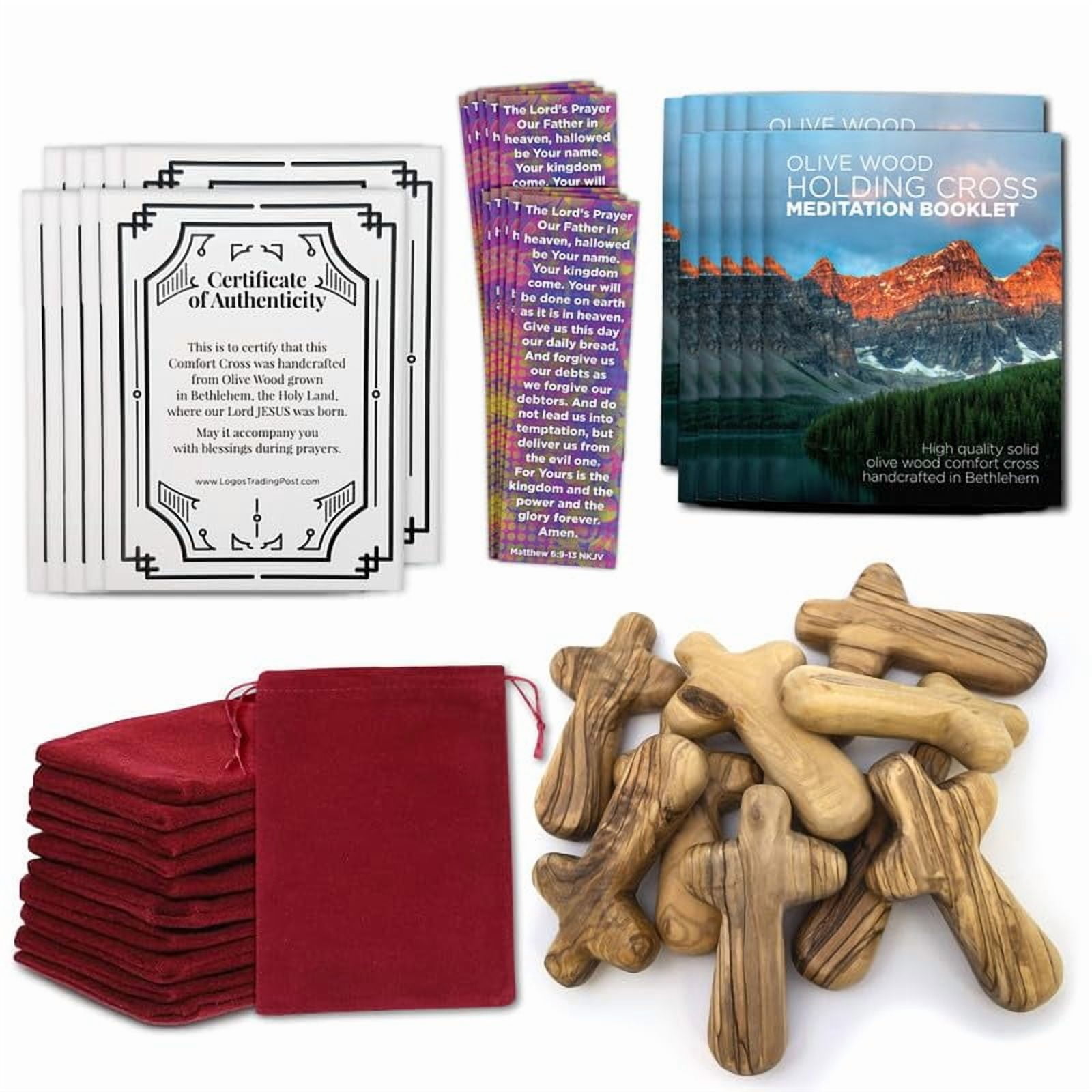10 Certified Holy Land Olive Wood Handheld Comfort from Israel. Large 4 ...